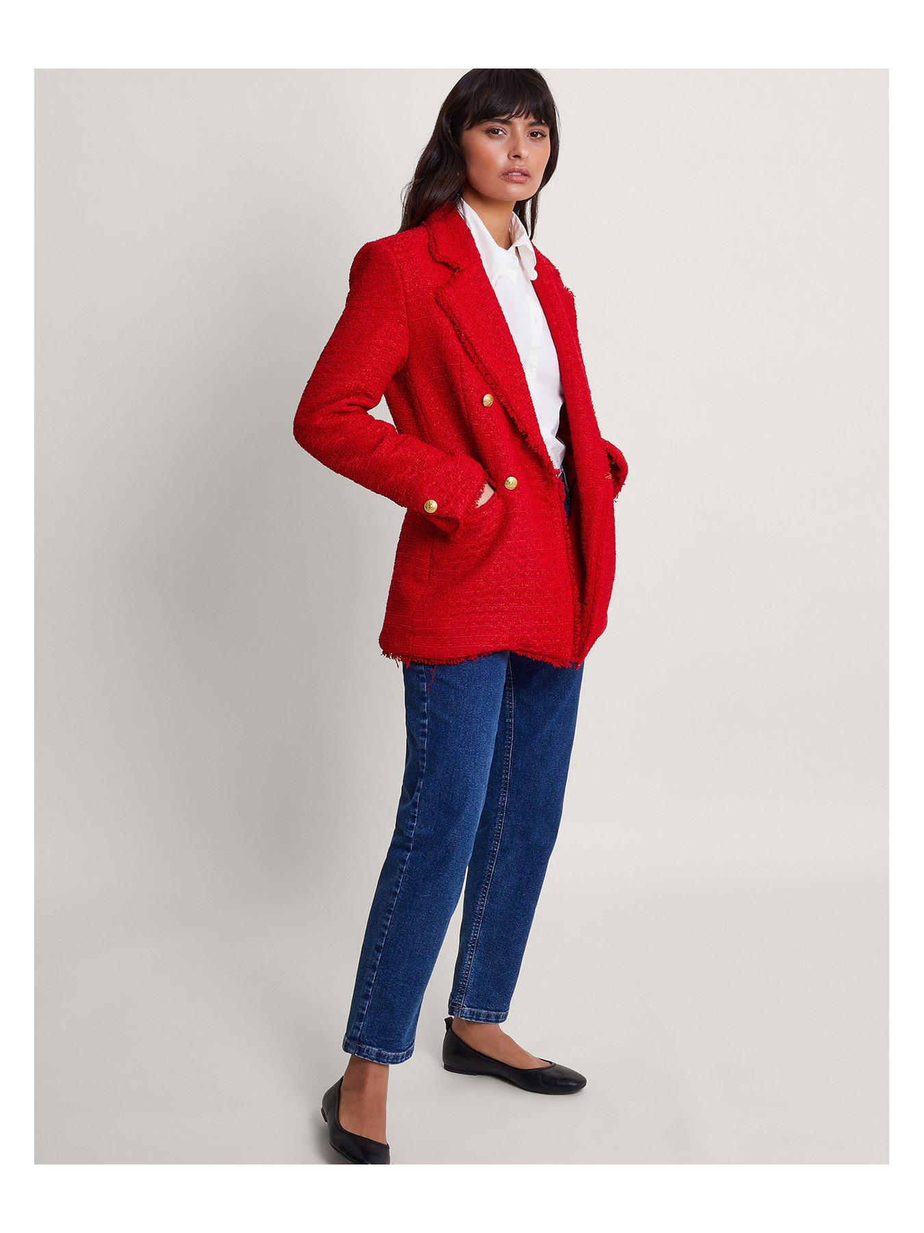 Monsoon Rubi Tweed Jacket - Red | Very