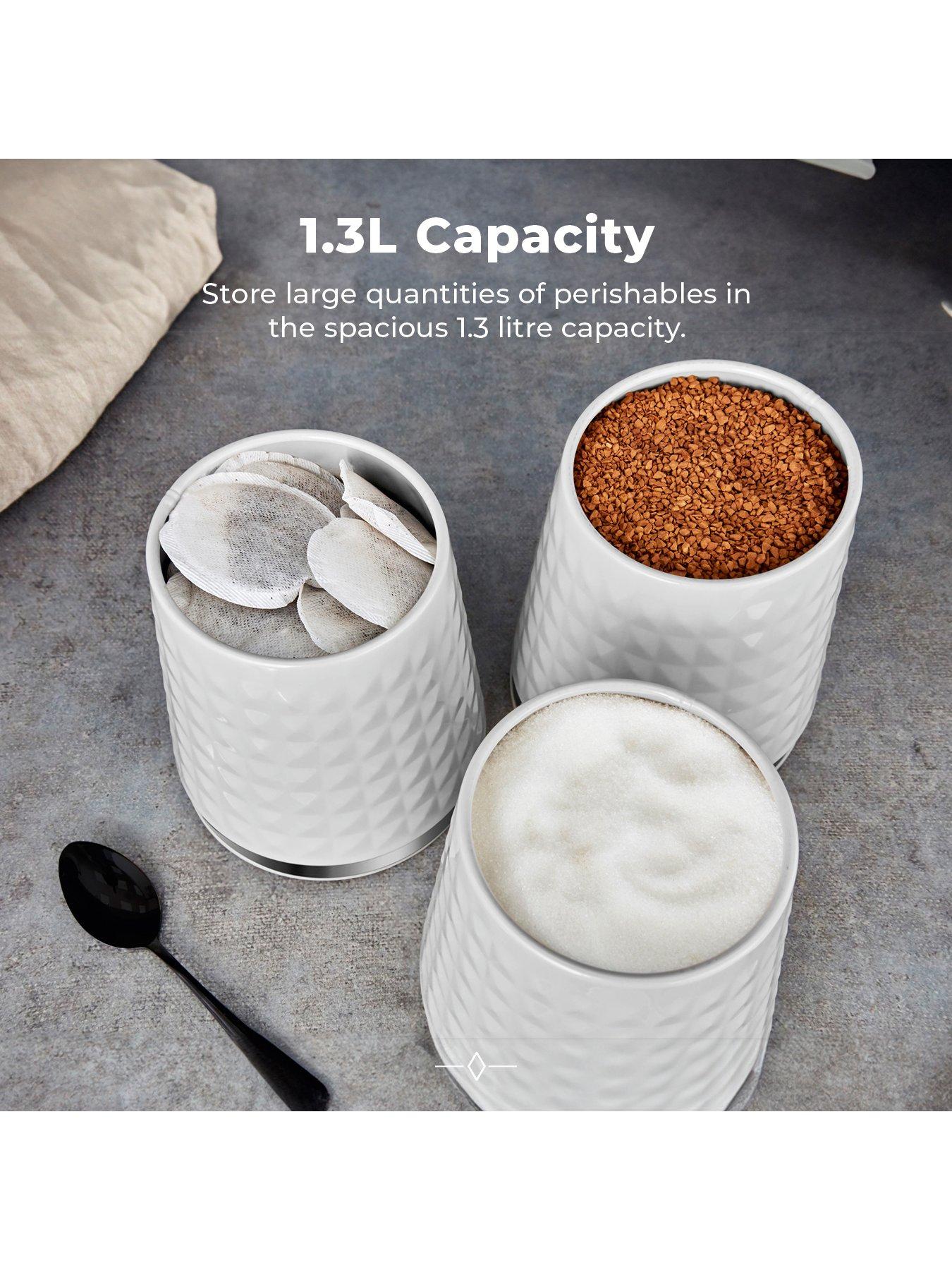 Tower Solitaire Set of 3 White Storage Canisters | Very
