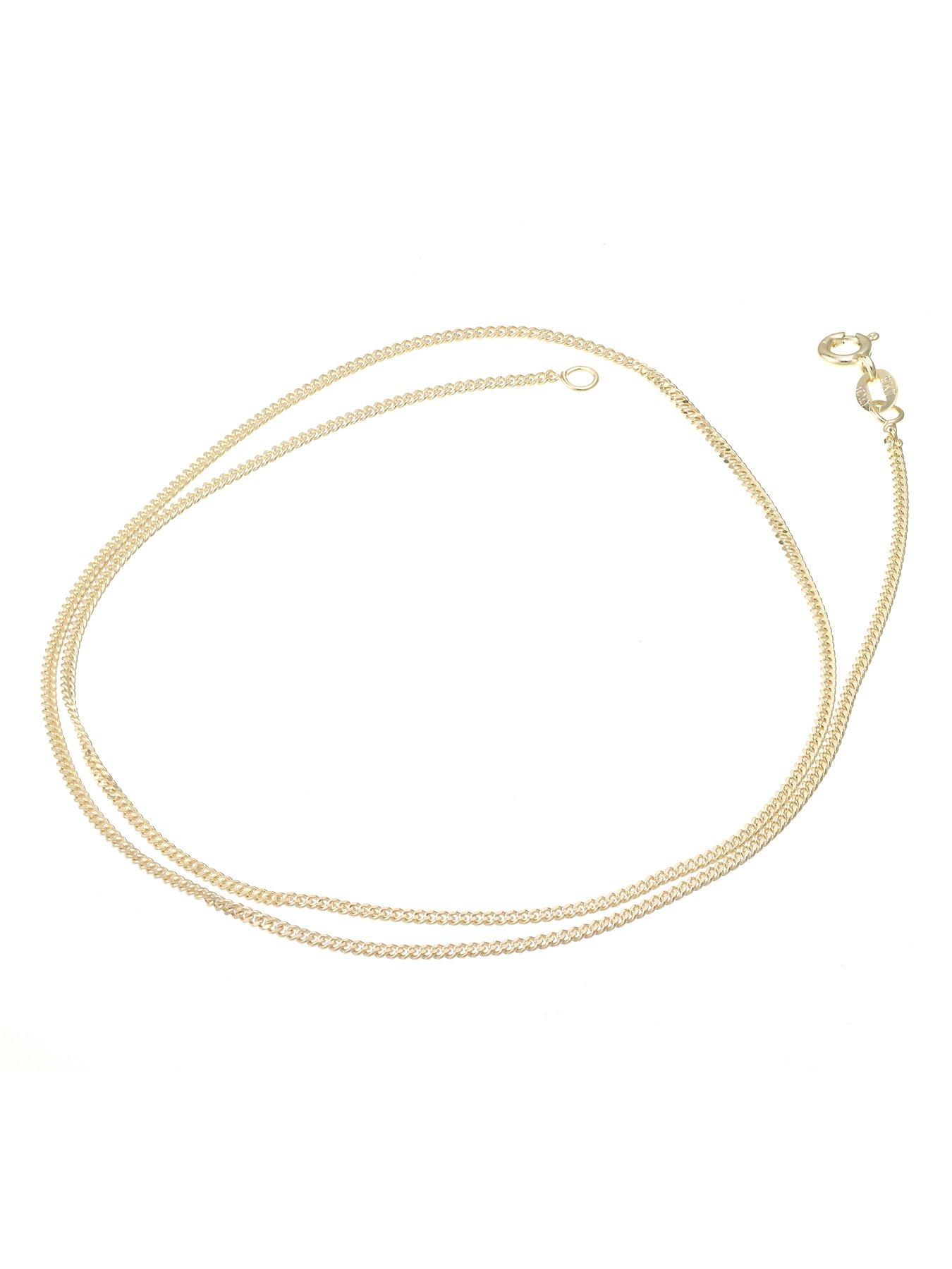 H. Samuel 9ct Yellow Gold Necklace. Solid 18 Inch Dainty Curb Chain | Very