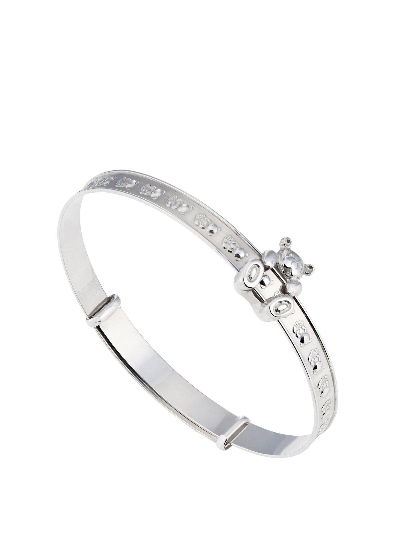 H. Samuel Childrens Sterling Silver Moving Teddy Expander Bangle | Very