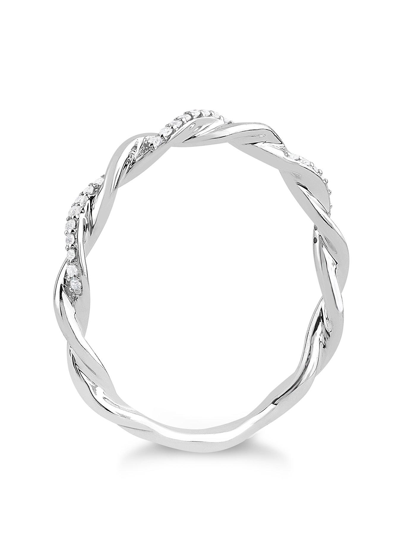 H. Samuel 9ct White Gold Engagement Ring. Diamond Twisted Eternity Ring ...