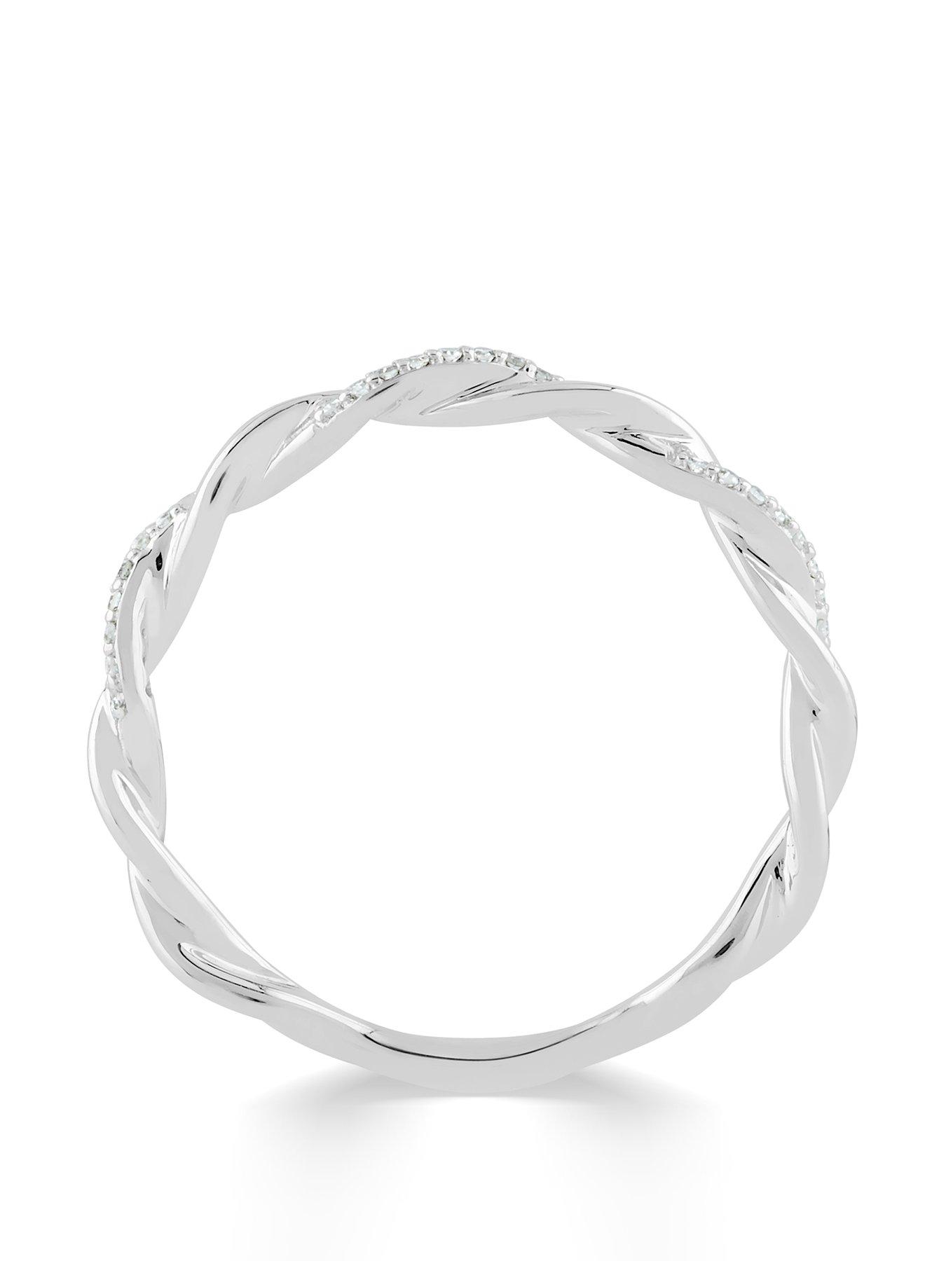 H. Samuel 9ct White Gold Engagement Ring. Diamond Twisted Eternity Ring ...