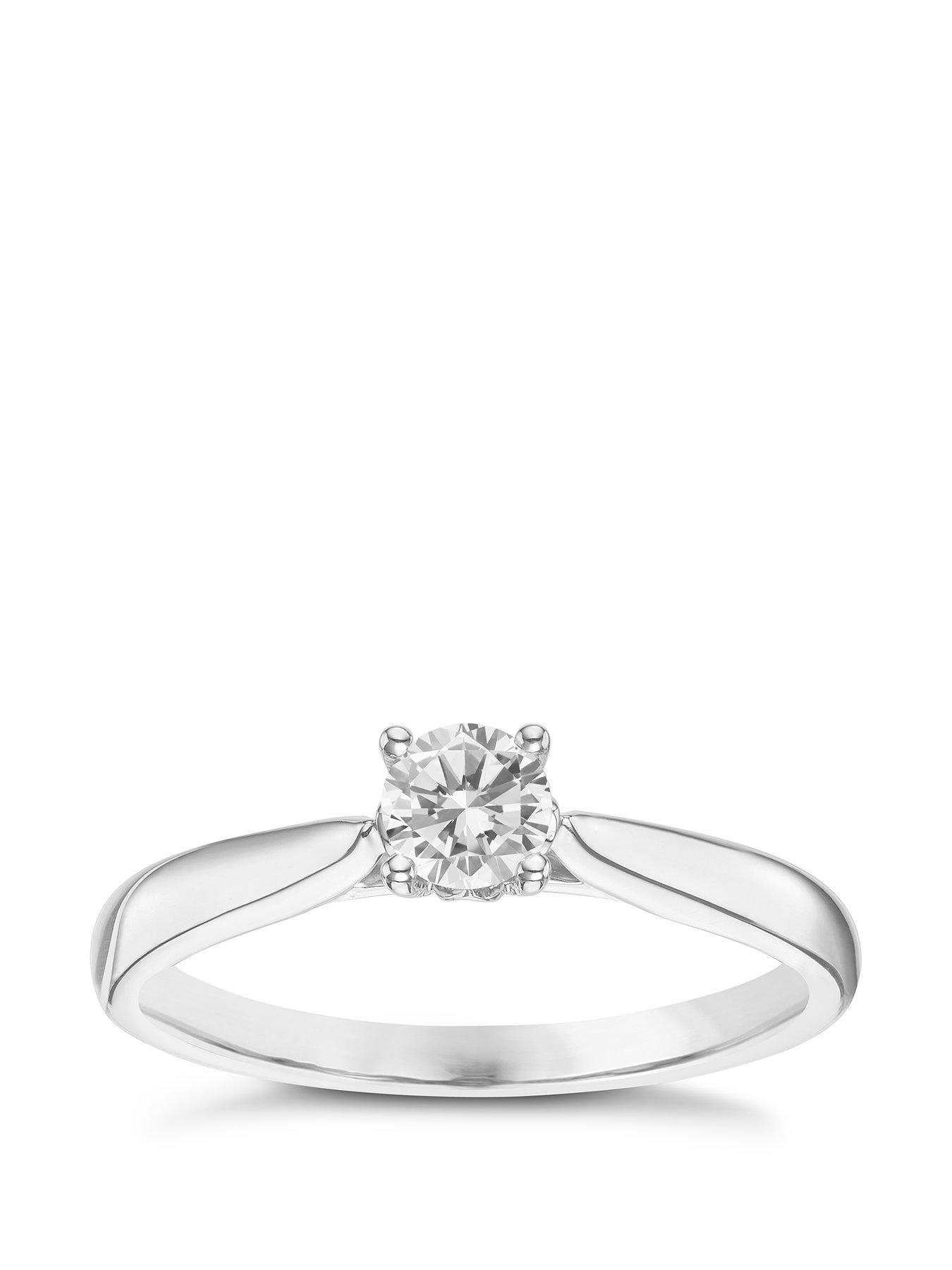 H. Samuel 9ct White Gold Engagement Ring. 0.30ct Diamond Solitaire Ring ...