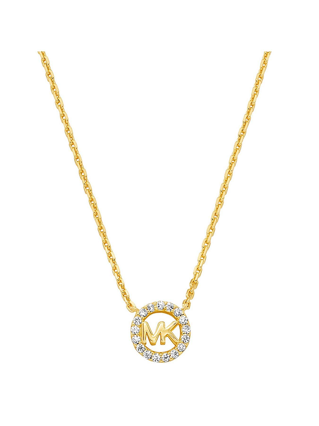 Michael Kors 14K Gold Sterling Silver Logo Pendant Necklace | Very