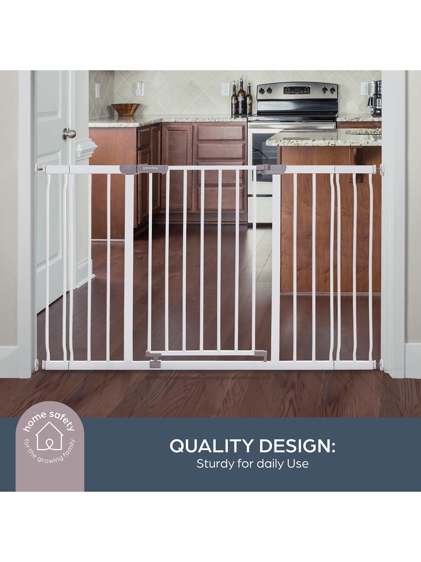 Dreambaby Ava Wide Gate with 1 x 9cm and 1 x 18cm Extension - White | Very