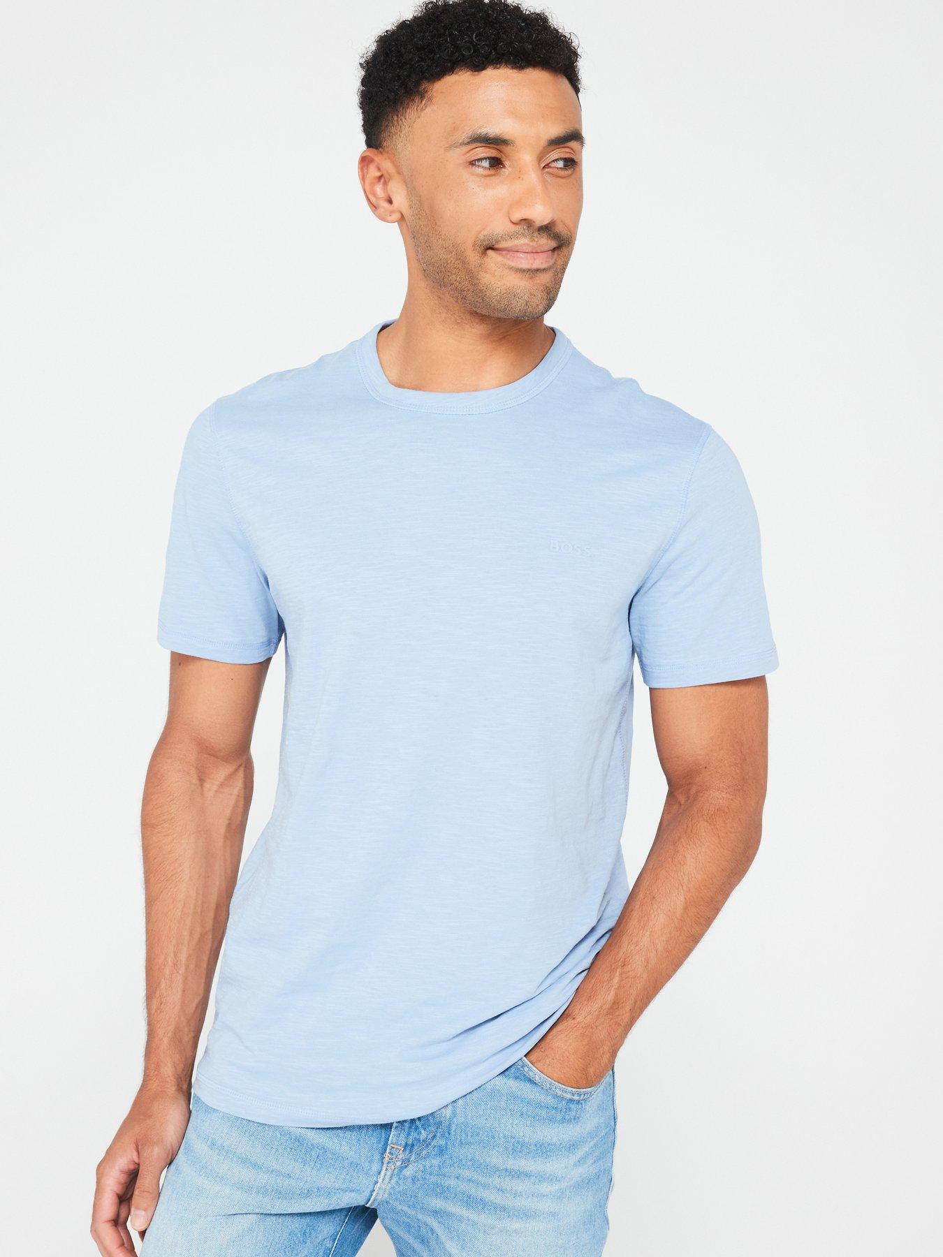 BOSS Tegood Lightweight Fleck Regular Fit T-Shirt - Light Blue | Very