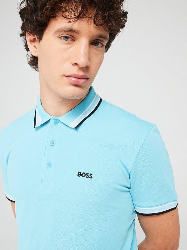 BOSS Paddy Regular Fit Tipping Polo Shirt - Aqua | Very BOSS Paddy Regular Fit Tipping Polo Shirt - Aqua | Very