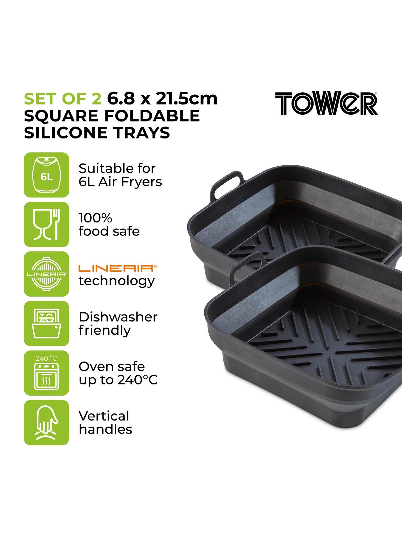 Tower Square Air Fryer Trays, Set of 2, Reusable Silicone - T843092 ...
