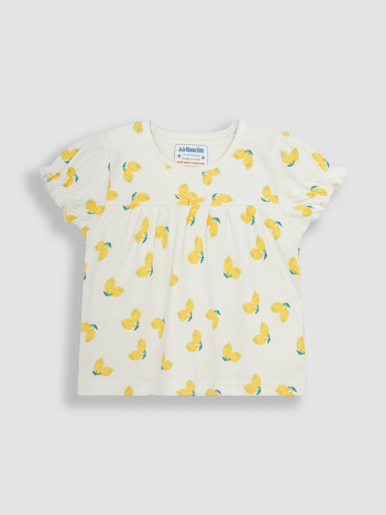 JoJo Maman Bebe Girls Fruit Printed Jersey Pyjamas - Yellow | Very.co.uk