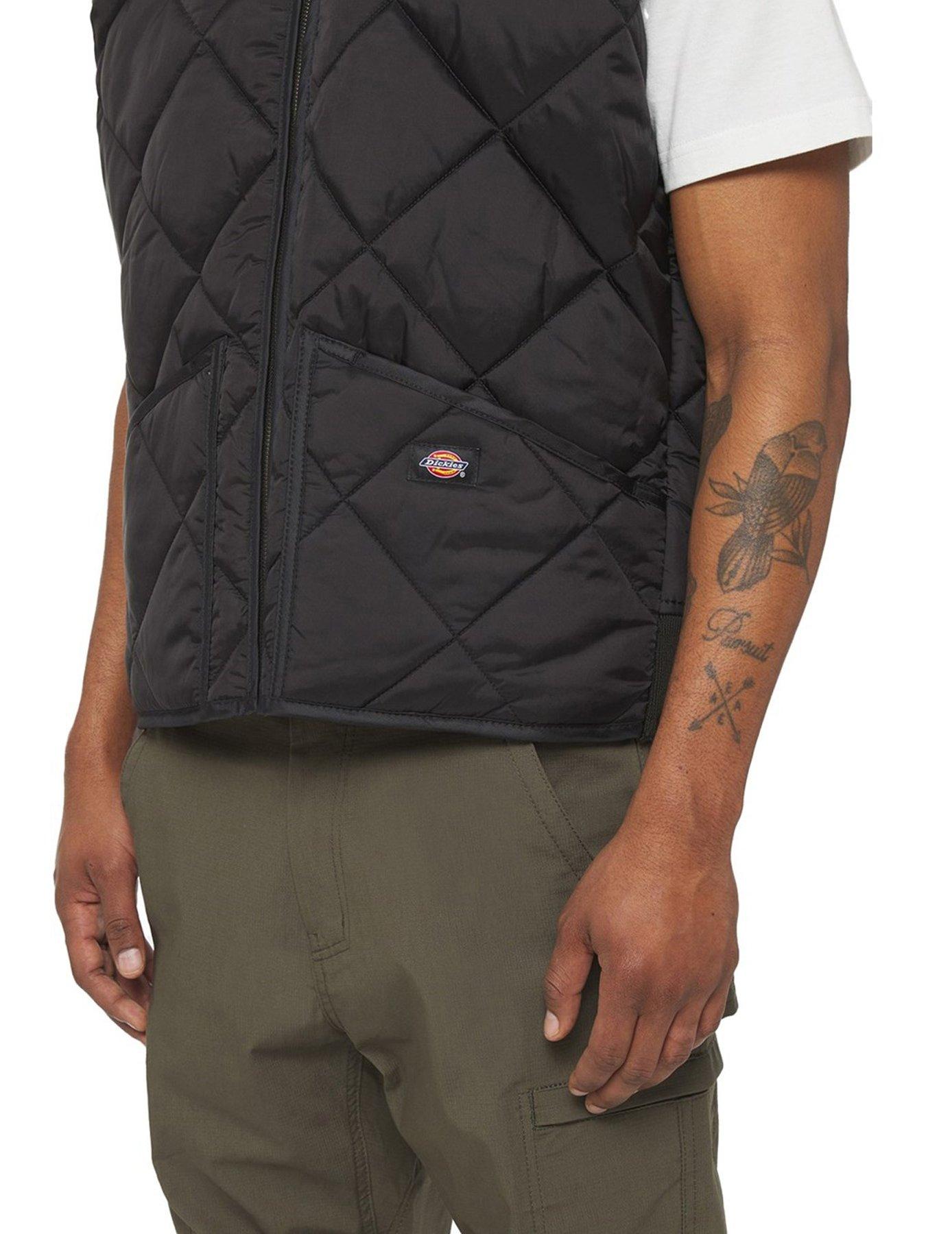 Dickies Mens Diamond Quilted Vest Black Uk