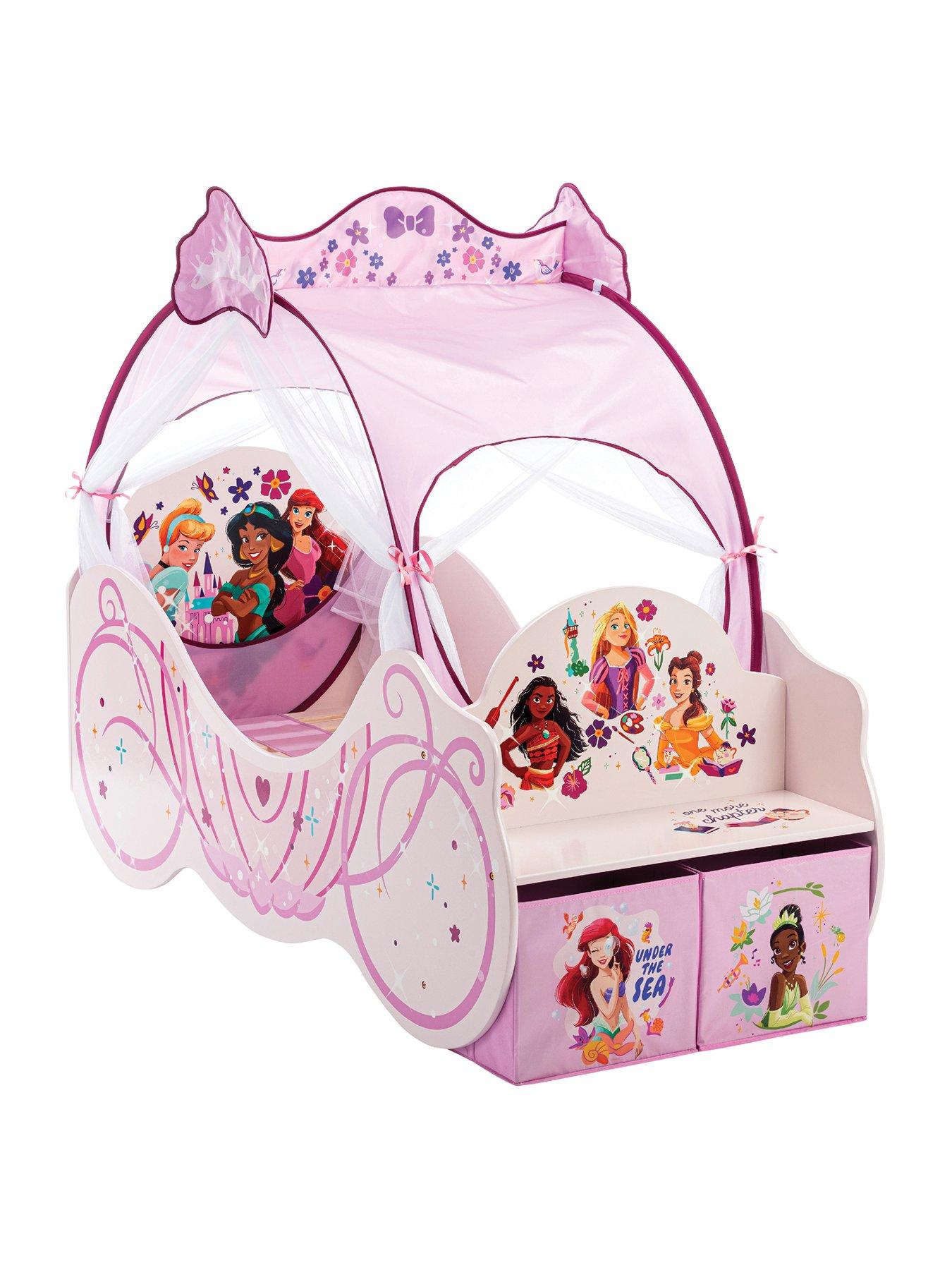 Disney Princess Toddler Carriage Bed (With Canopy and Fabric Drawers ...