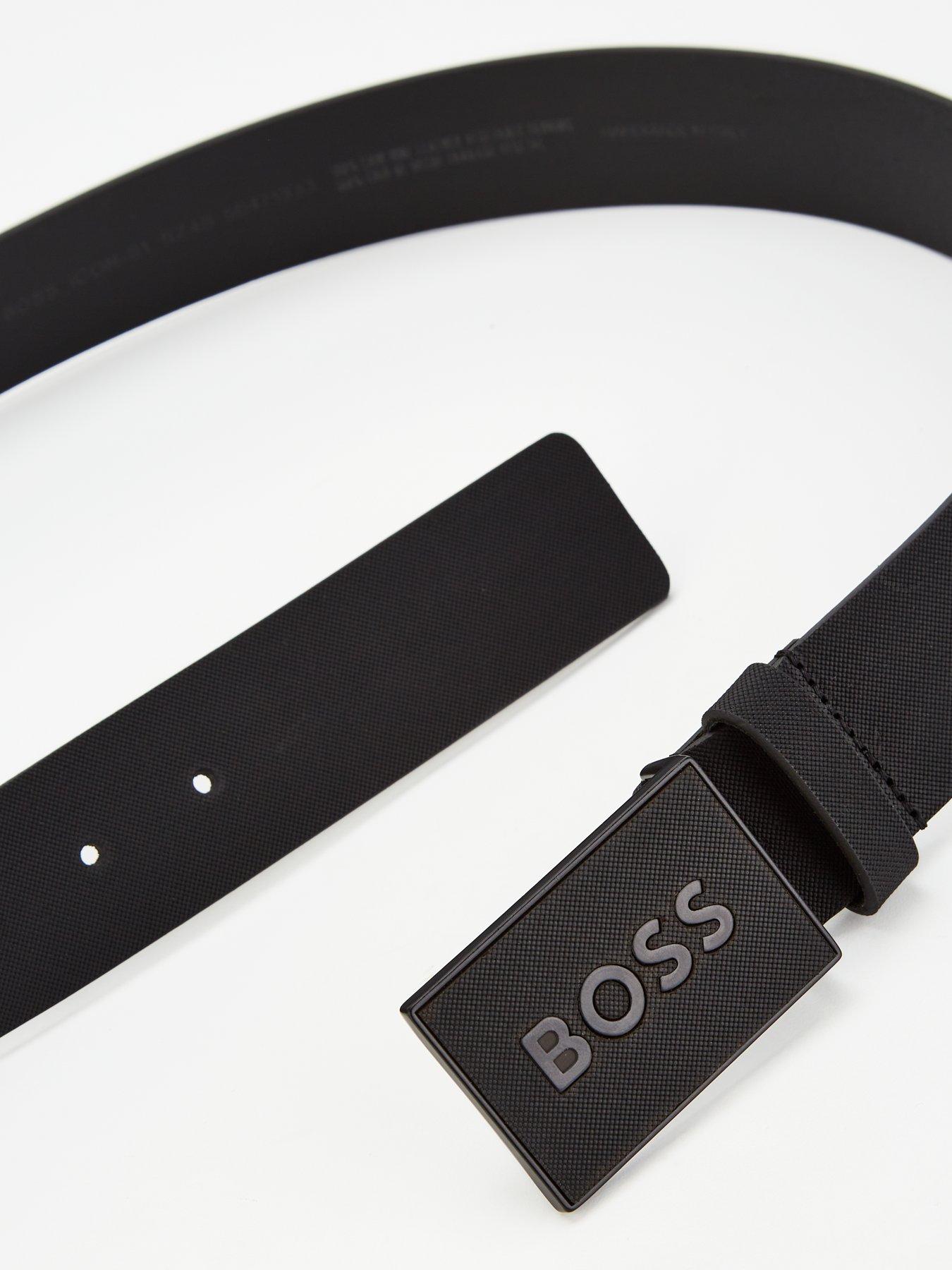 BOSS Icon Plate Logo 4cm Leather Belt- Black | Very