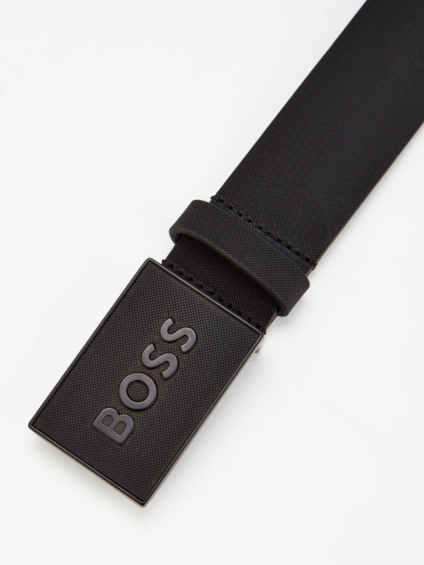 BOSS Icon Plate Logo 4cm Leather Belt- Black | Very