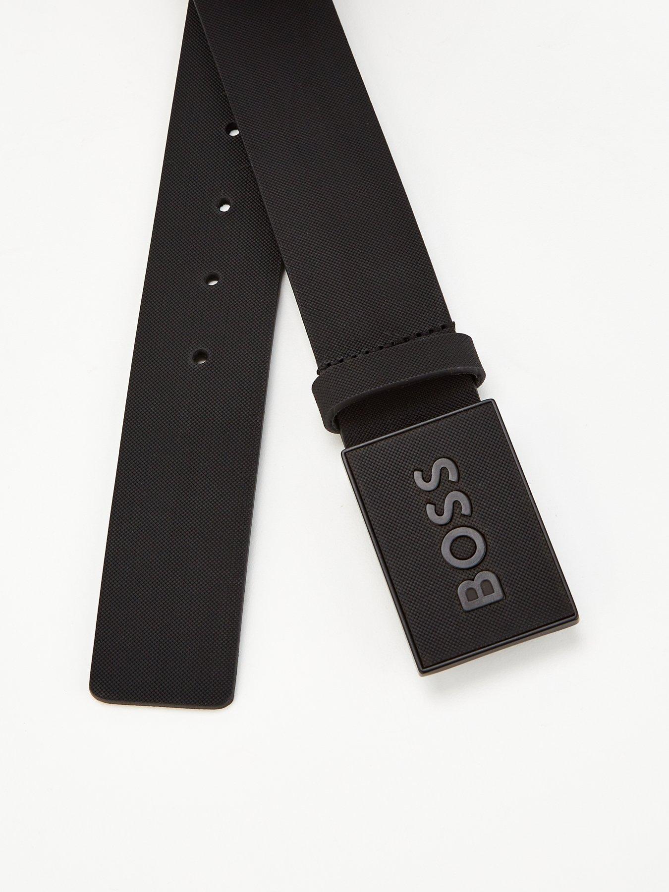 BOSS Icon Plate Logo 4cm Leather Belt- Black | Very