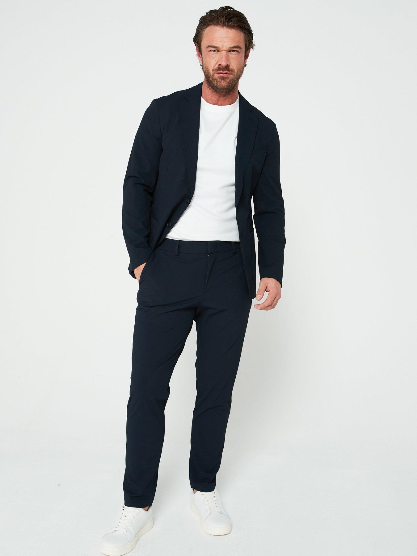 BOSS Genius Slim Fit Stretch Twill Suit Trousers- Navy | Very