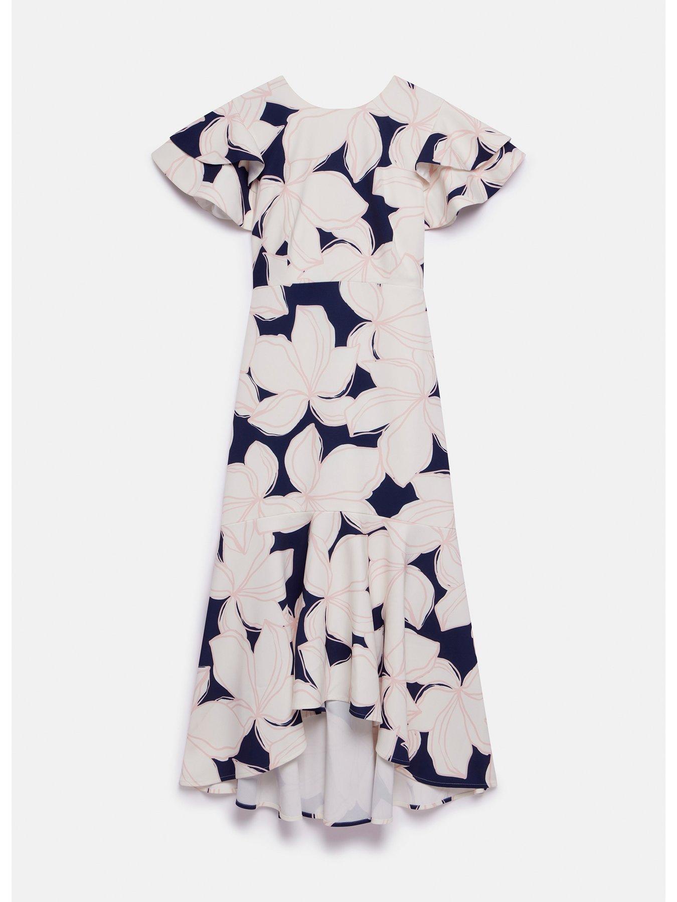 Mint Velvet Floral Print Ruffle Midi Dress | Very