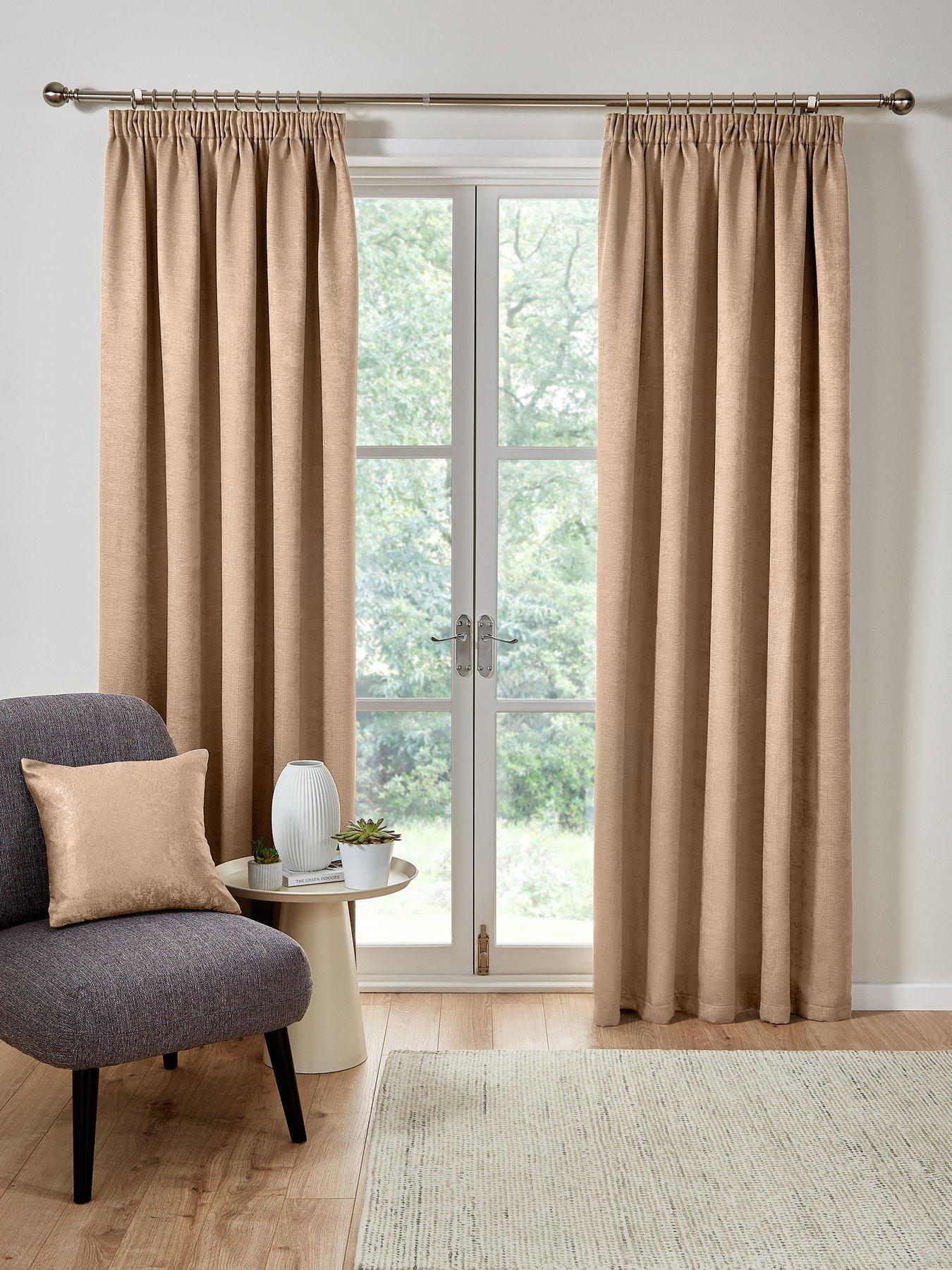 Curtains | Pencil Pleated | 229x229 cm | Ready Made Curtains | Beige ...