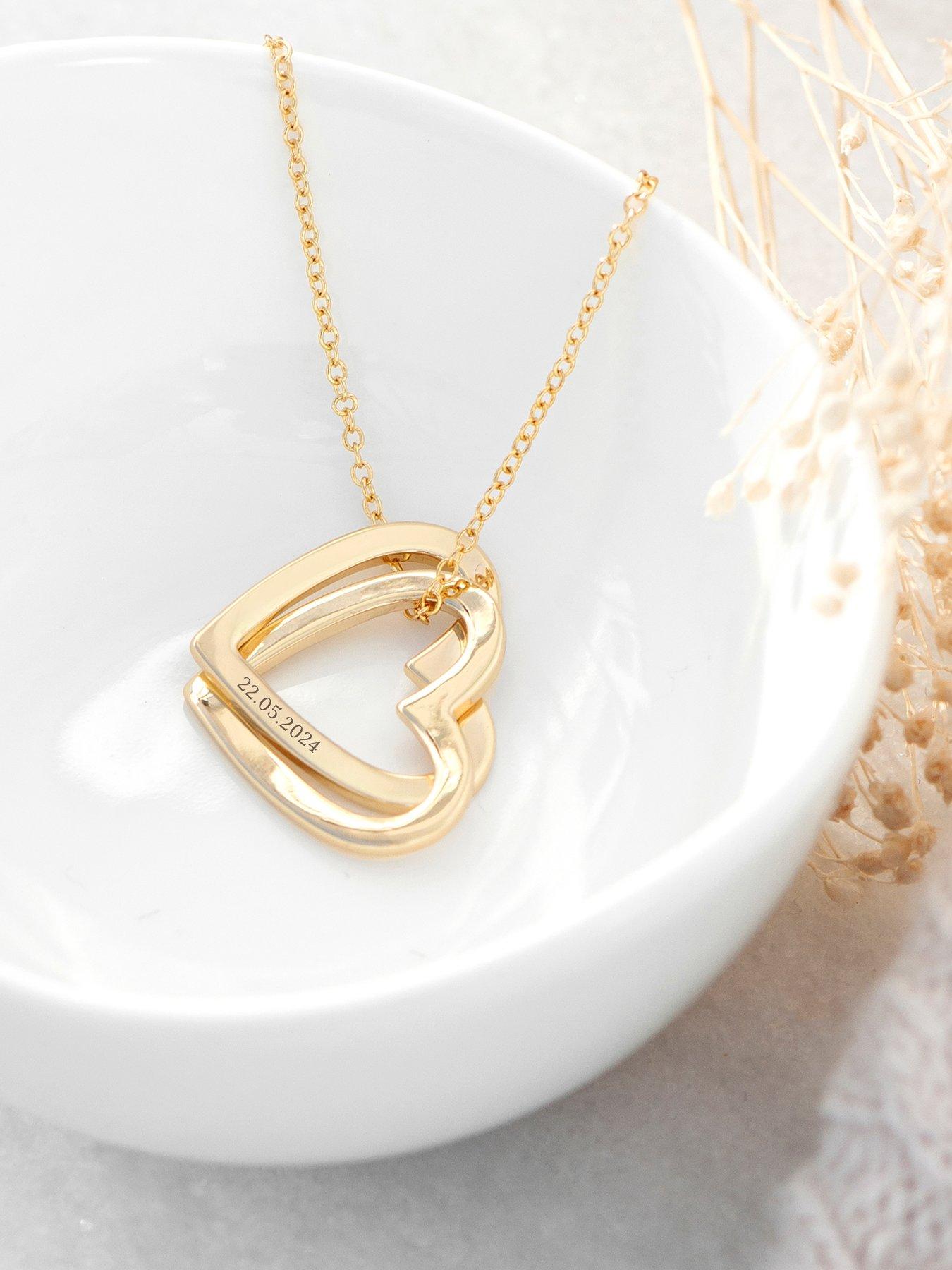 Treat Republic Personalised Entwined Hearts Necklace in Gold | Very