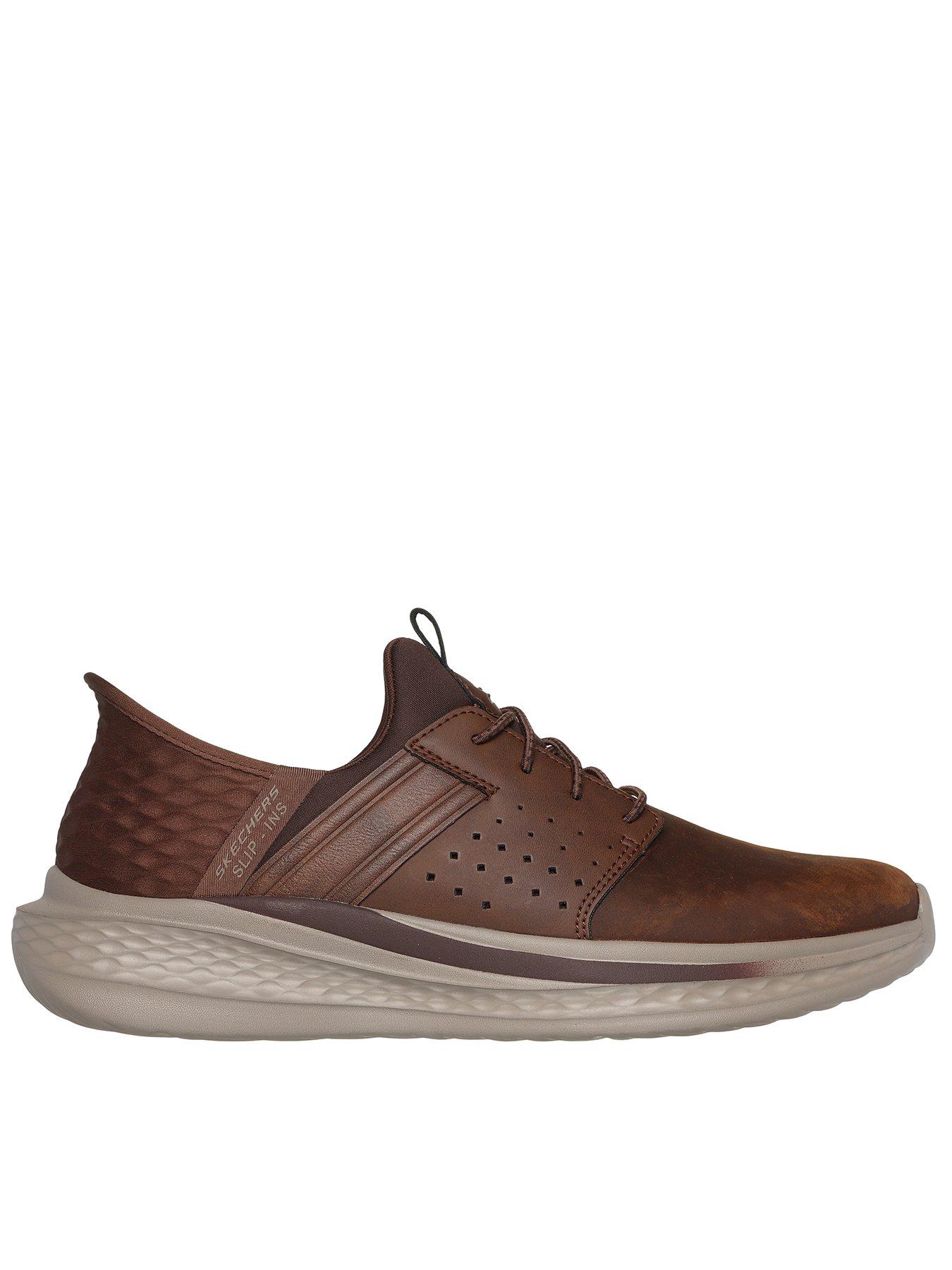 Skechers Slip-Ins Slade Bungee Lace Up Shoes - Dark Brown | Very
