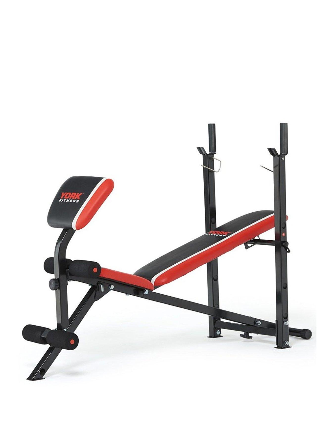 York Warrior 2 in 1 Folding Barbell and Ab Bench with Curl | Very
