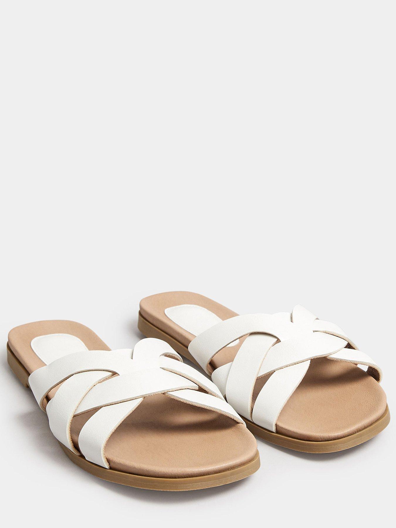Yours Extra Wide Fit Woven Flat Sandal White | Very