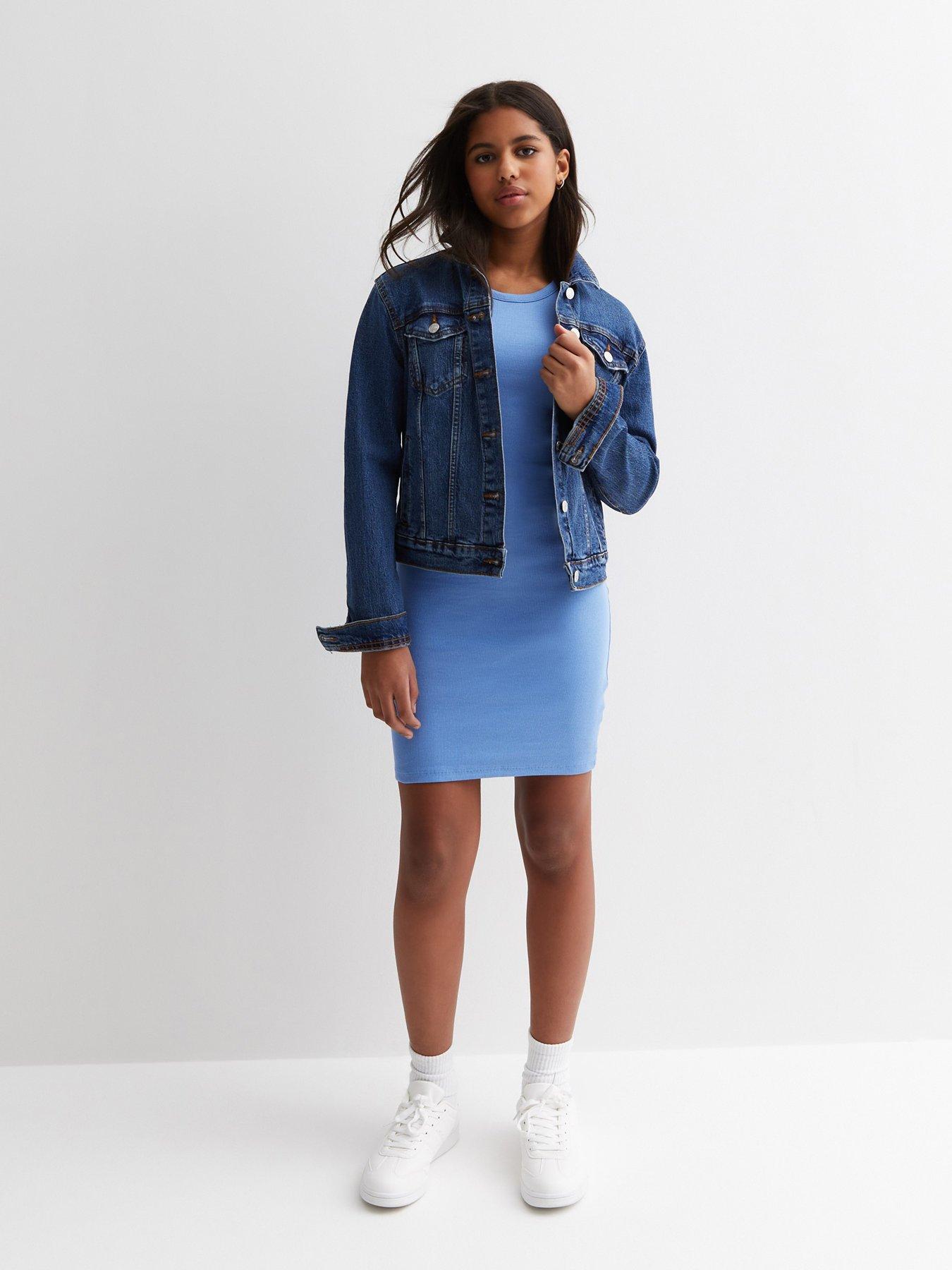 New Look 915 Girls Blue Ribbed Racer Dress | very.co.uk