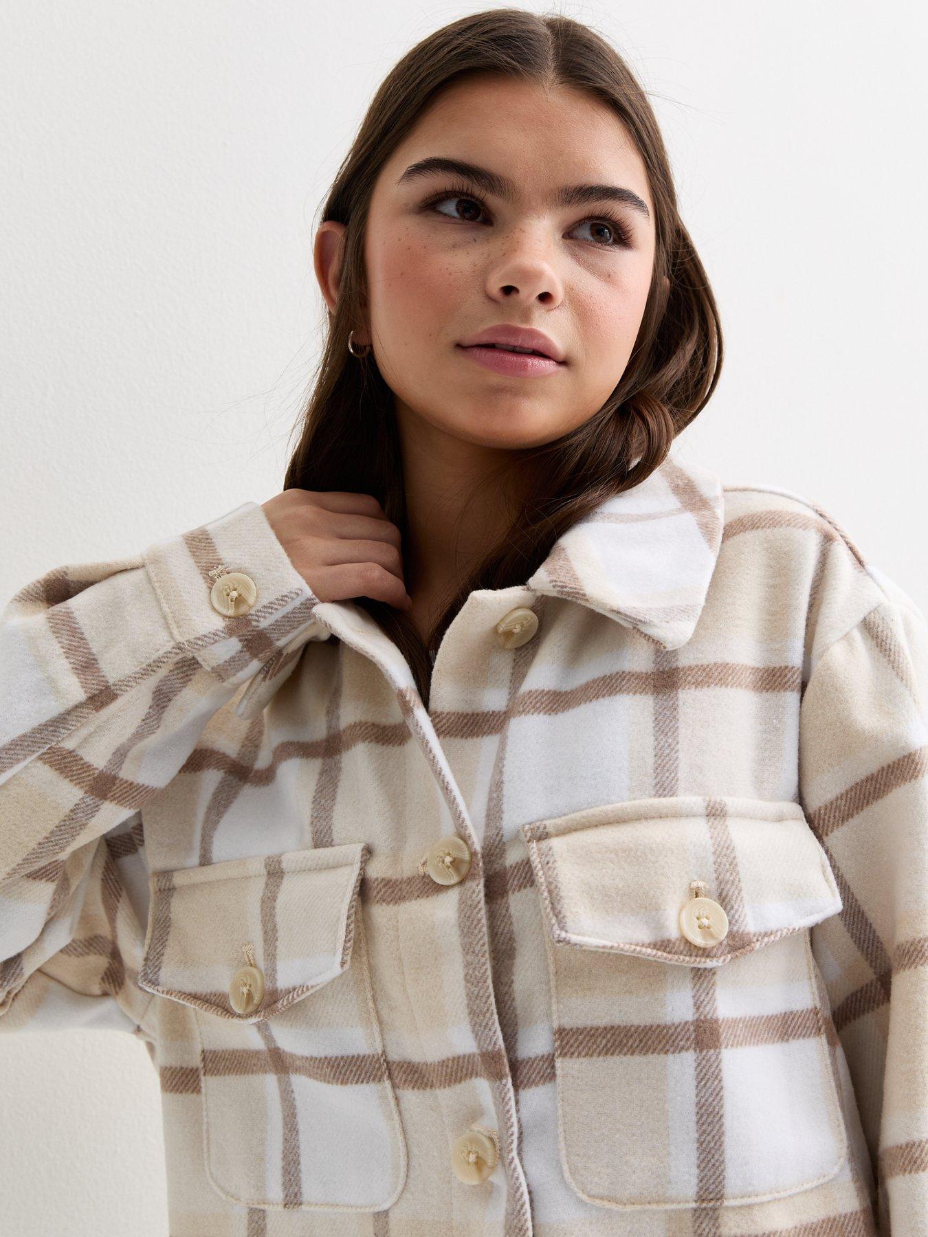 New Look 915 Girls Light Brown Check Shacket | Very.co.uk