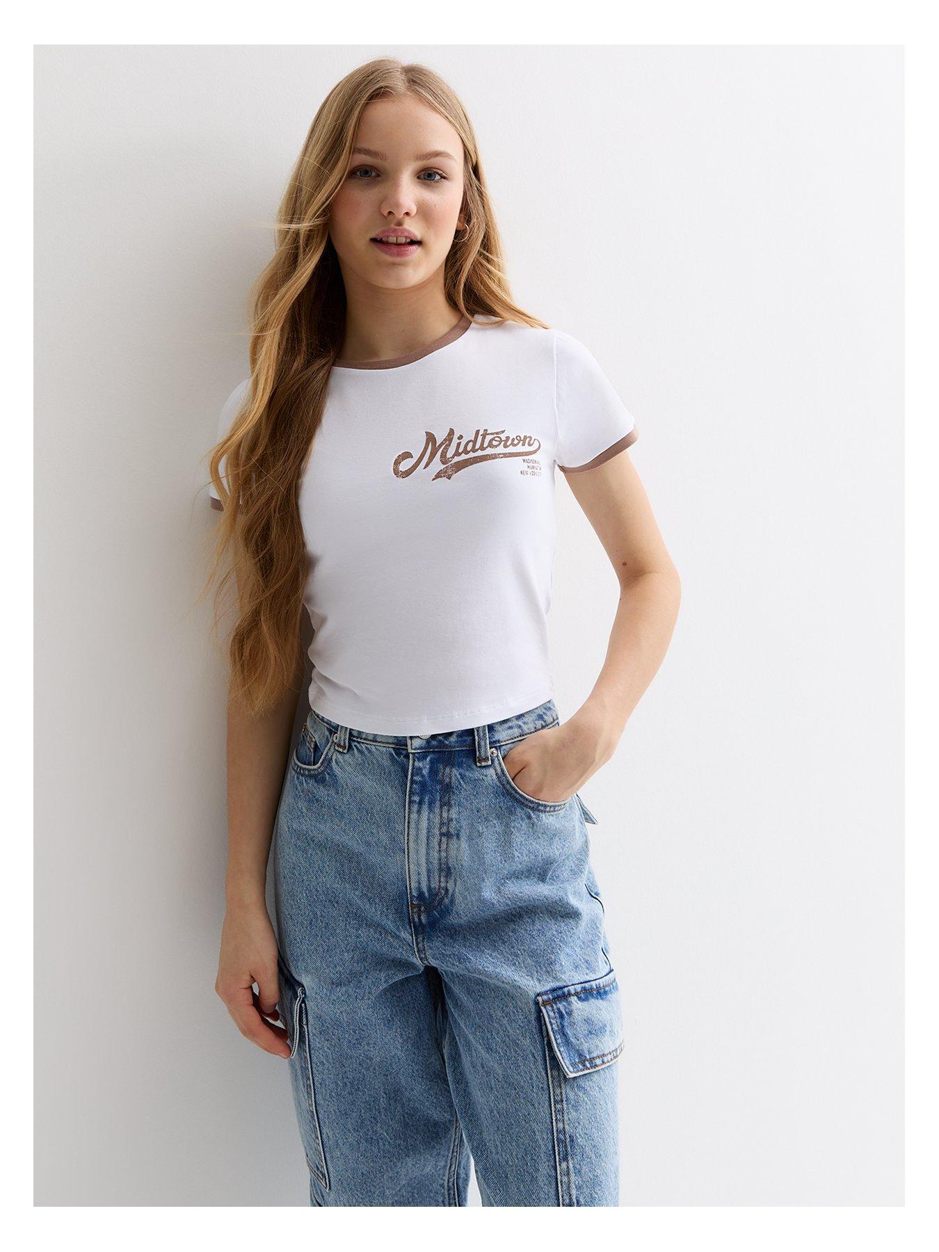 New Look 915 White Middletown Logo Ringer Top | Very.co.uk