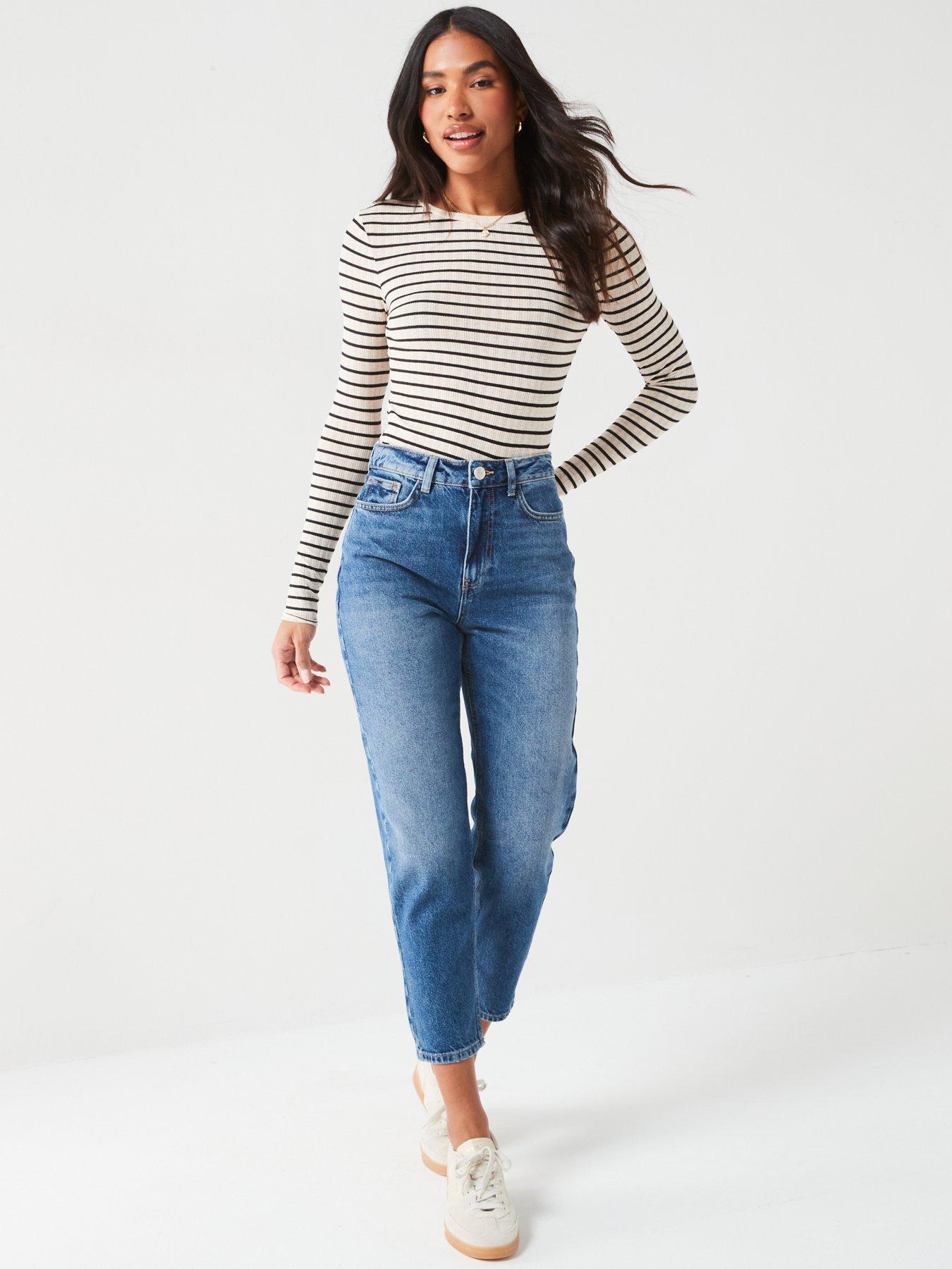 V by Very High Waist Mom Jeans - Midi Wash | Very