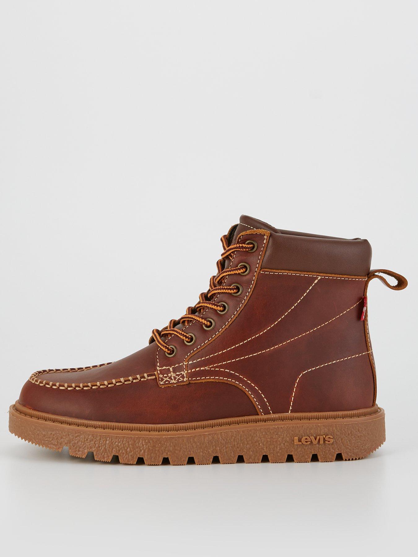 Levi's Abner Red Tab Leather Lace Up Boots - Dark Brown | Very