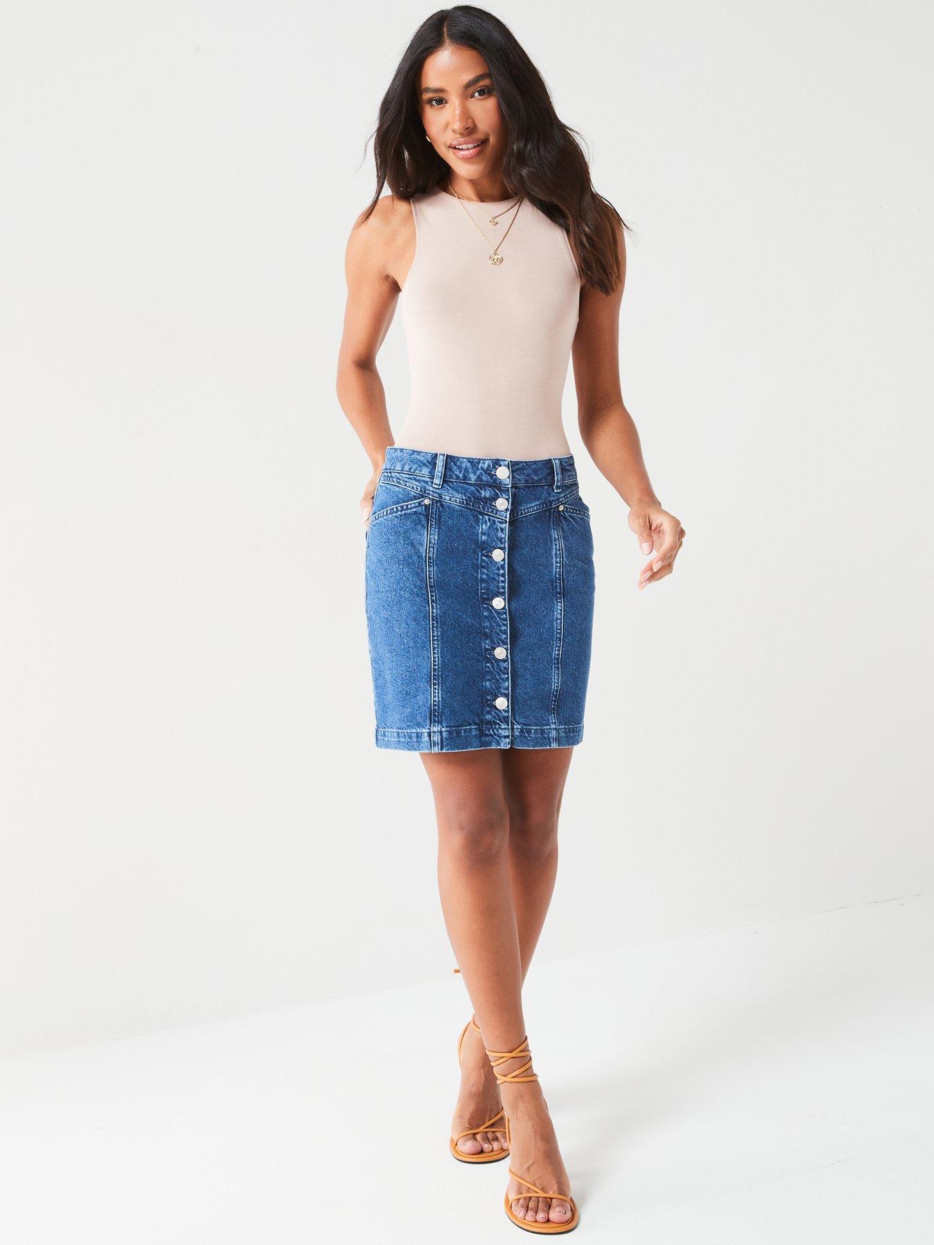 V by Very Yoke Detail Mini Skirt - Dark Wash | Very