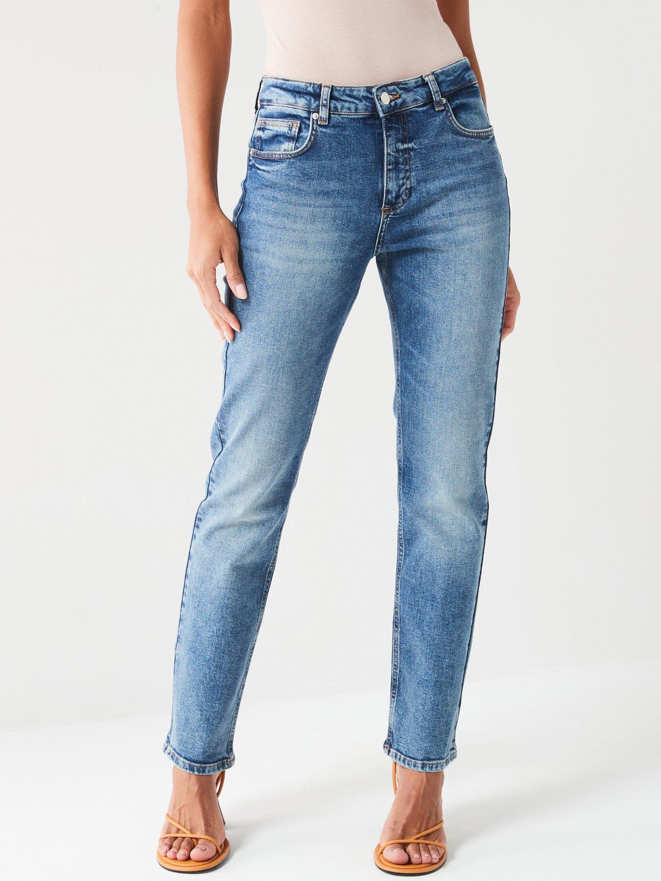 V by Very Midi Rise Relaxed Fit Jeans - Midi Wash | Very