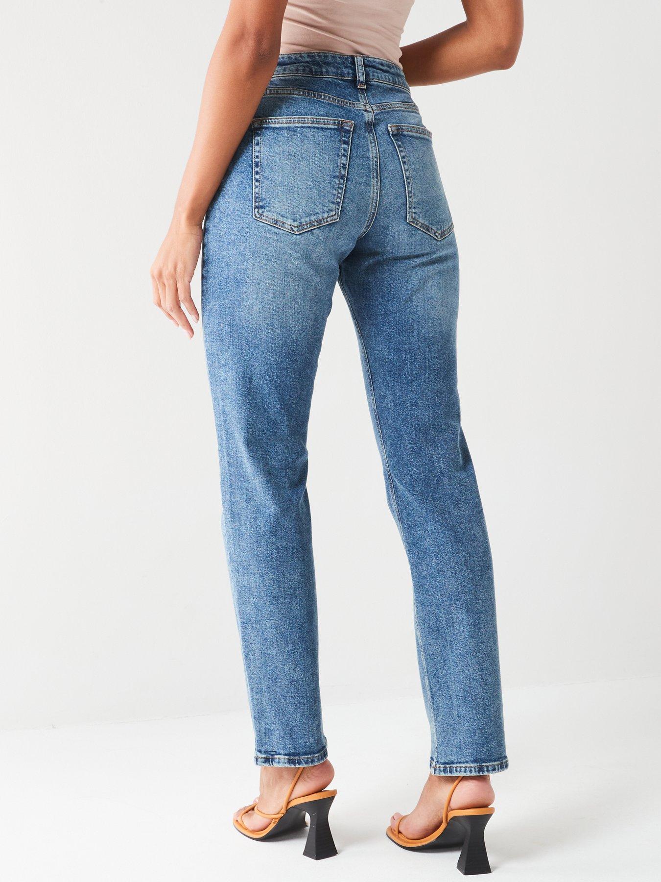 V by Very Midi Rise Relaxed Fit Jeans - Midi Wash | Very