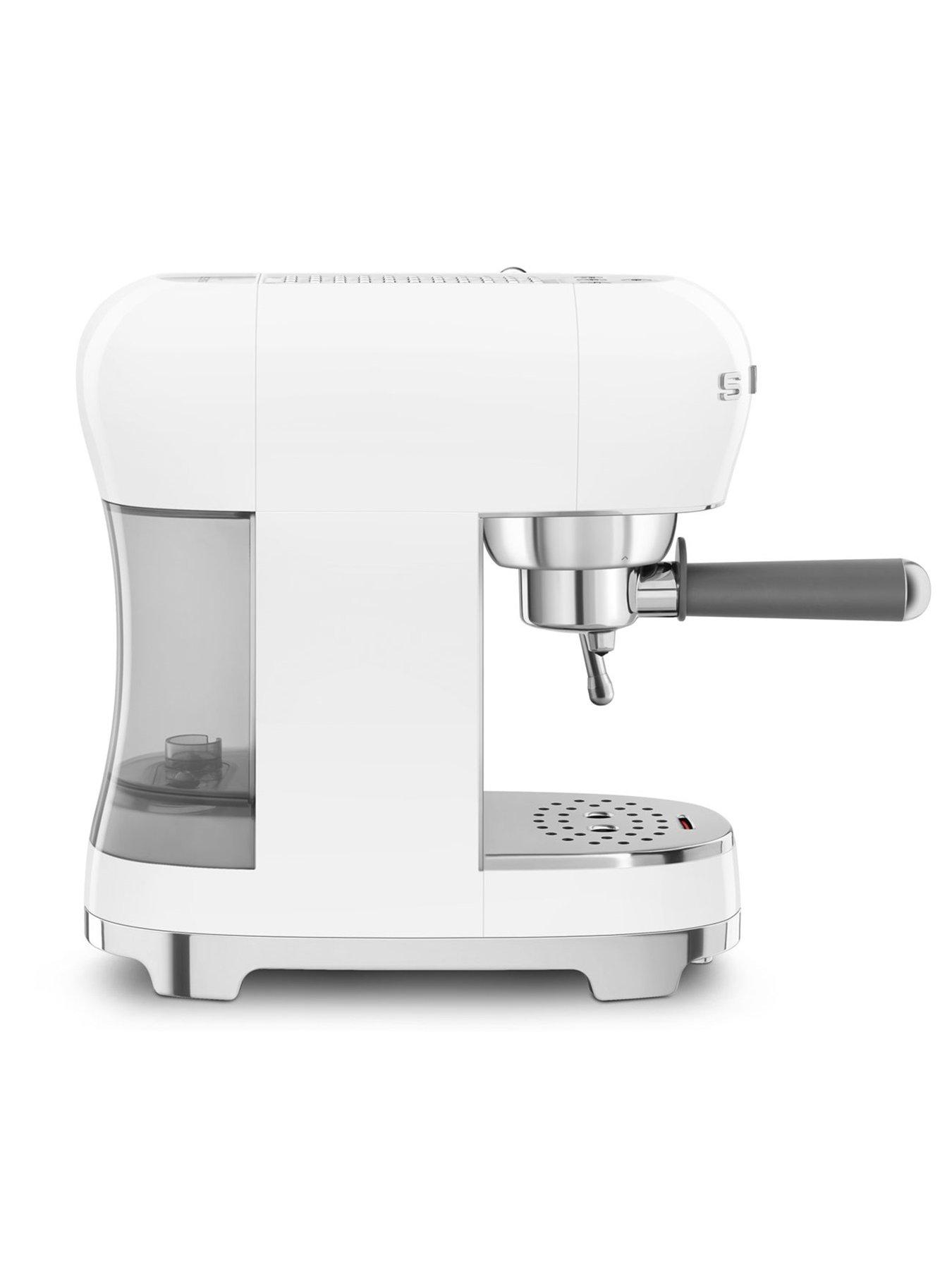 Smeg ECF02 Retro Style Espresso Coffee Machine, 1350W, 1L - White | Very