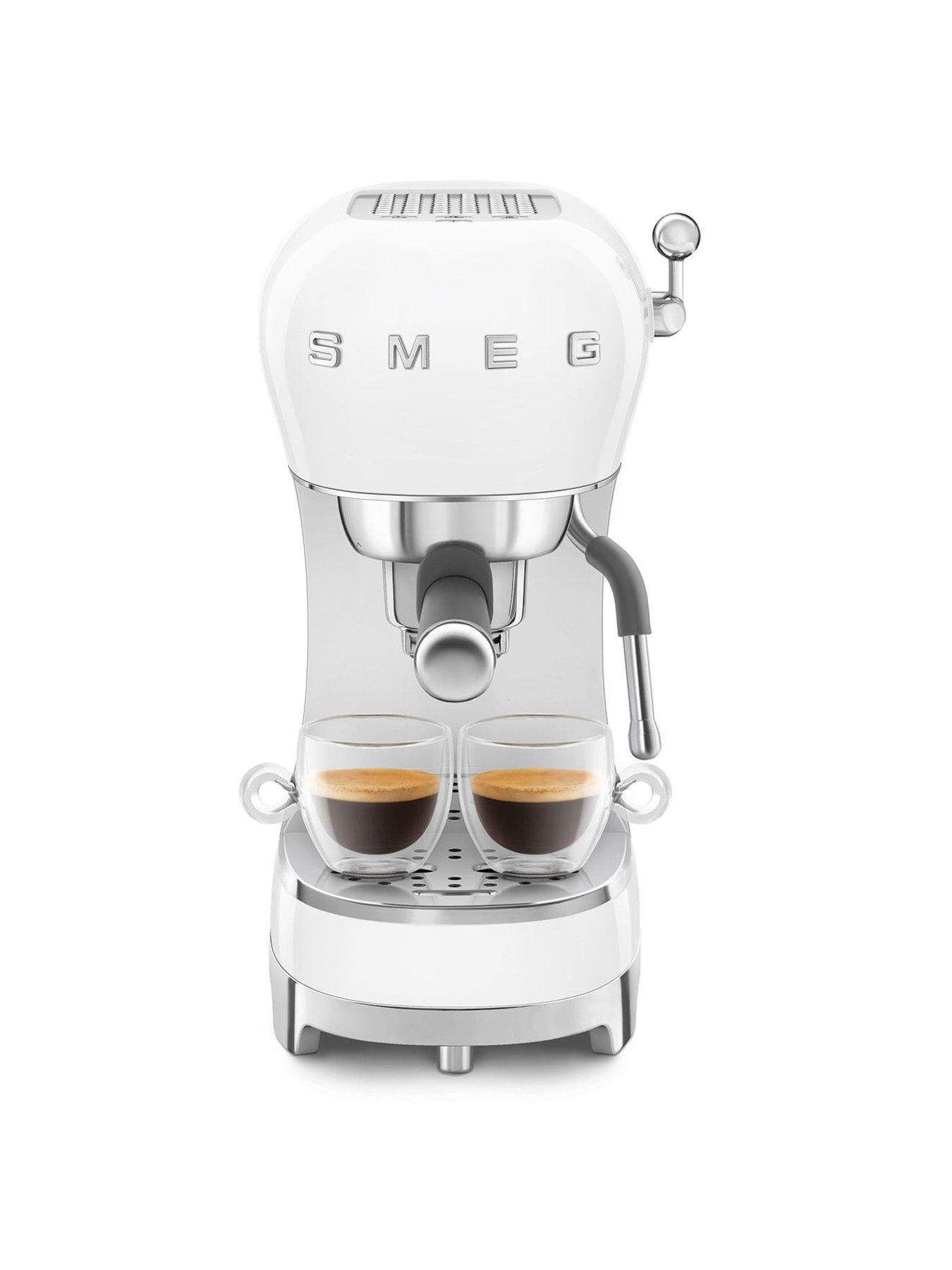Smeg ECF02 Retro Style Espresso Coffee Machine, 1350W, 1L - White | Very