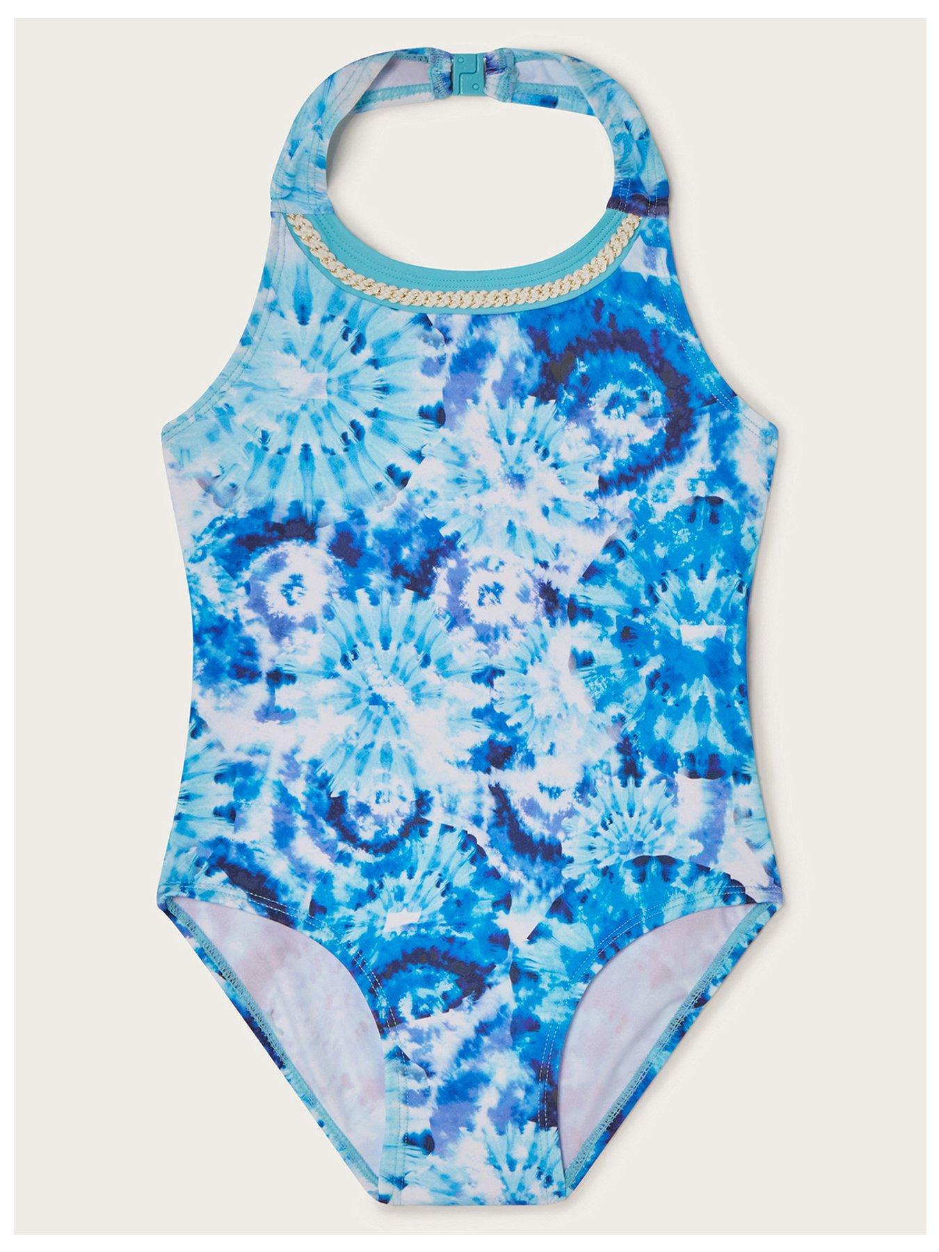 Monsoon Girls Tie Dye Crochet Swimsuit - Turquoise | Very