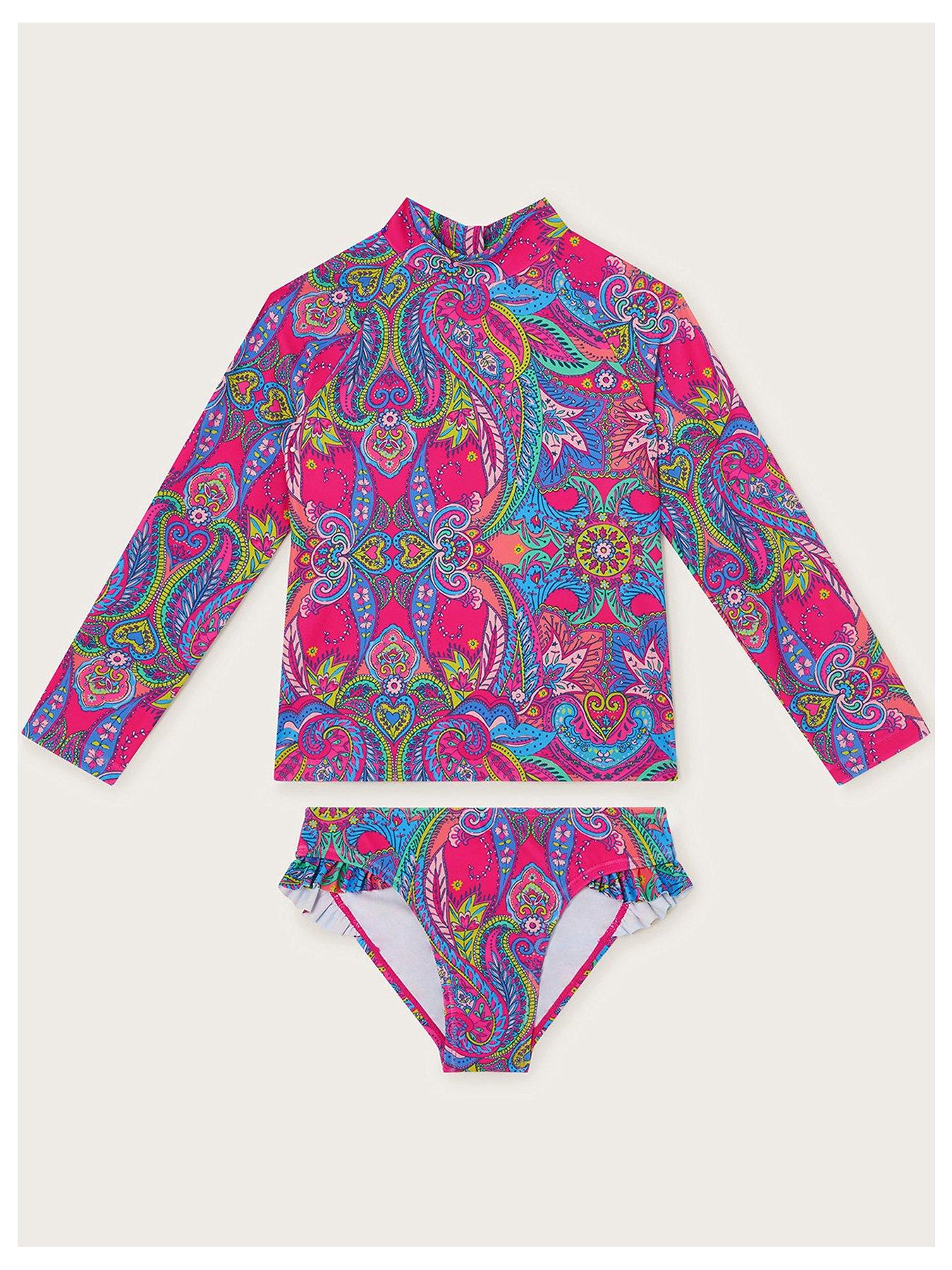 Monsoon Girls Paisley UPF50 2 Piece Swim Set - Pink | Very