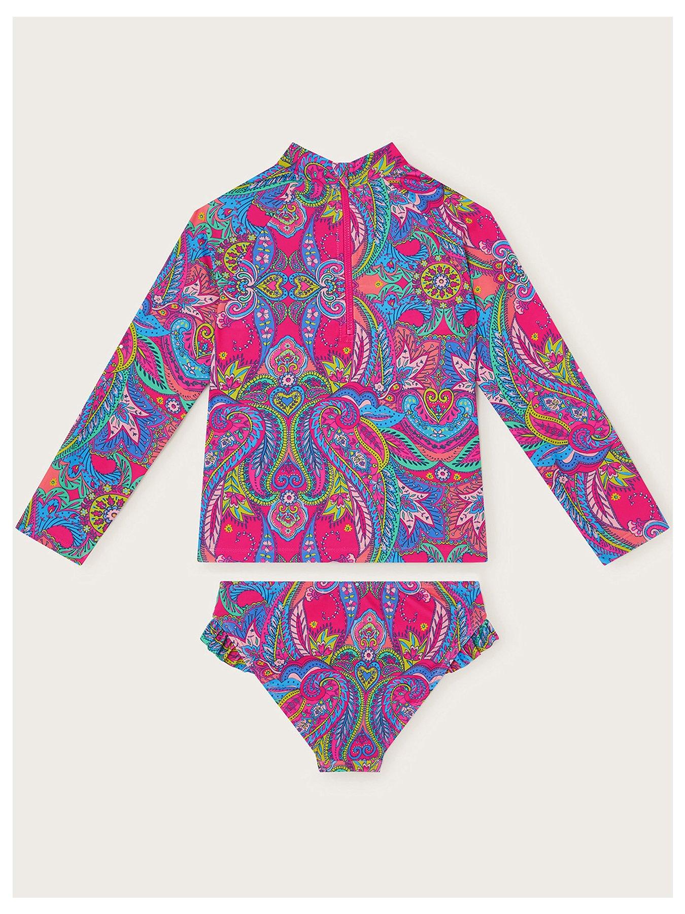 Monsoon Girls Paisley UPF50 2 Piece Swim Set - Pink | Very