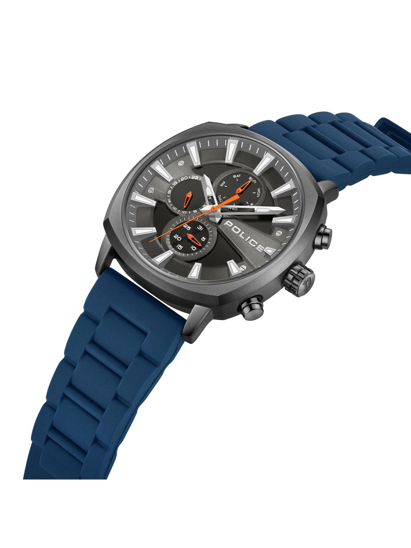 Police Tuneful Black Multi Dial Blue Sili Strap Watch | Very