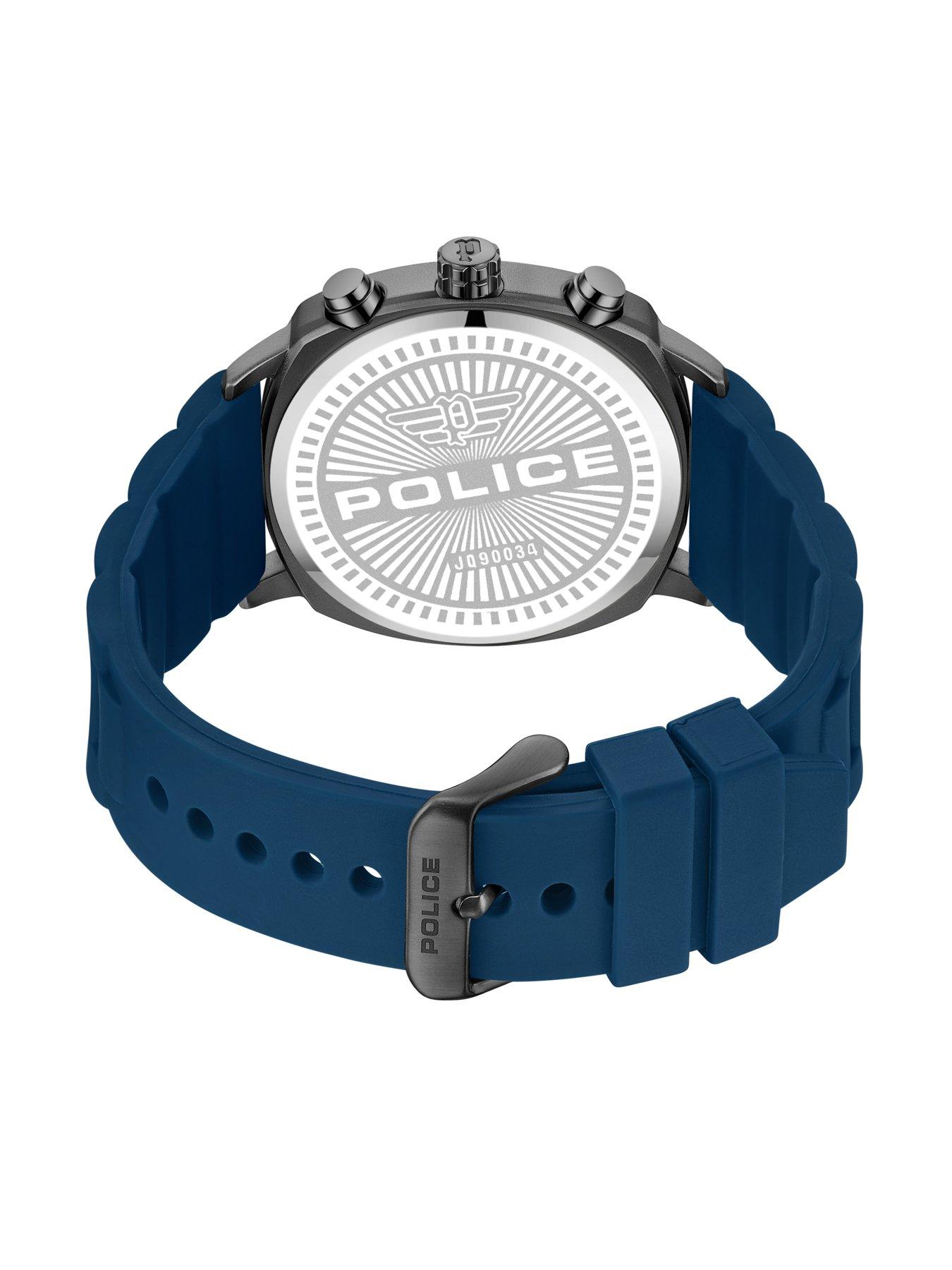Police Tuneful Black Multi Dial Blue Sili Strap Watch | Very