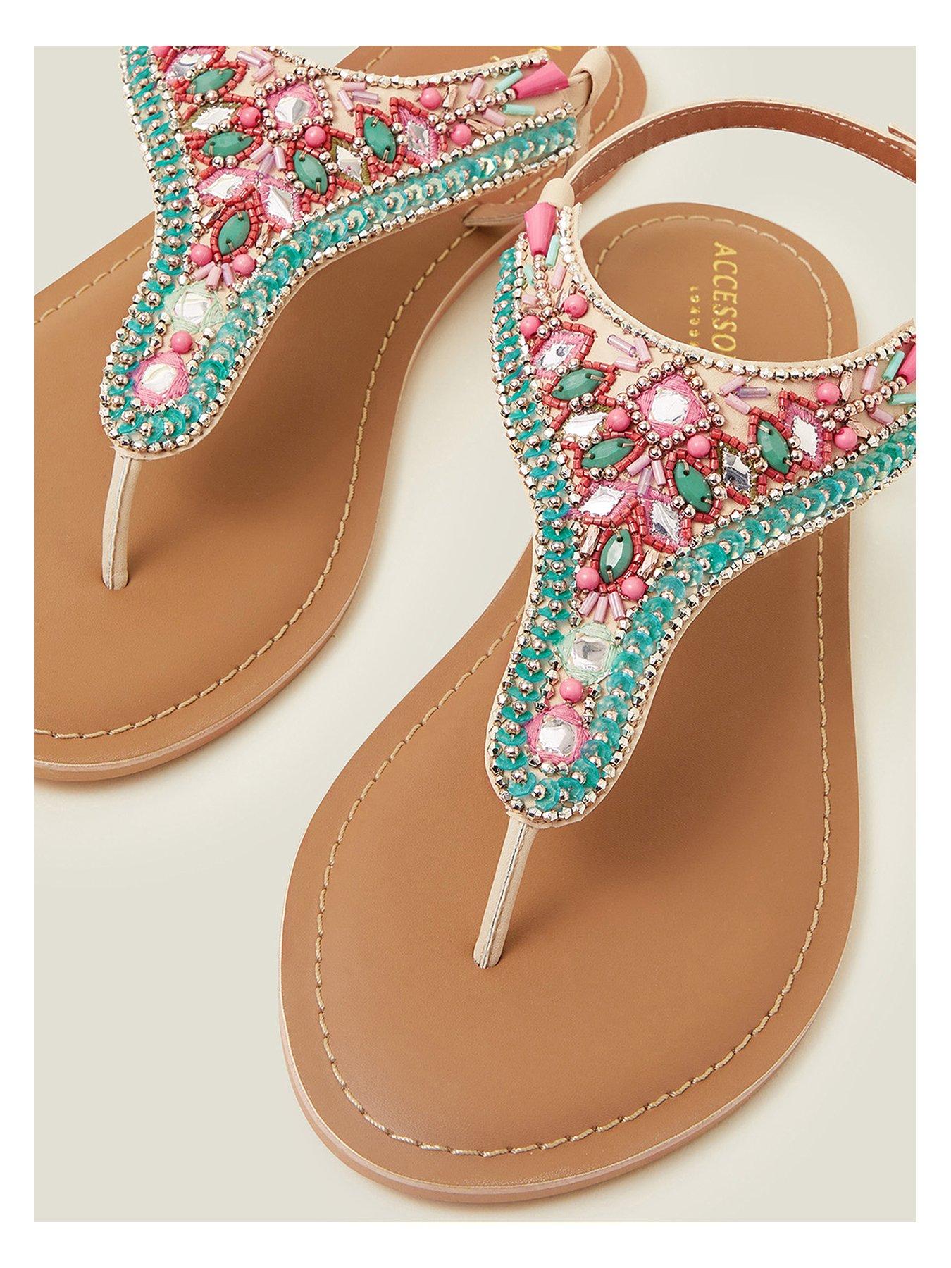Accessorize Beaded Mirror Sandals - Multi | Very