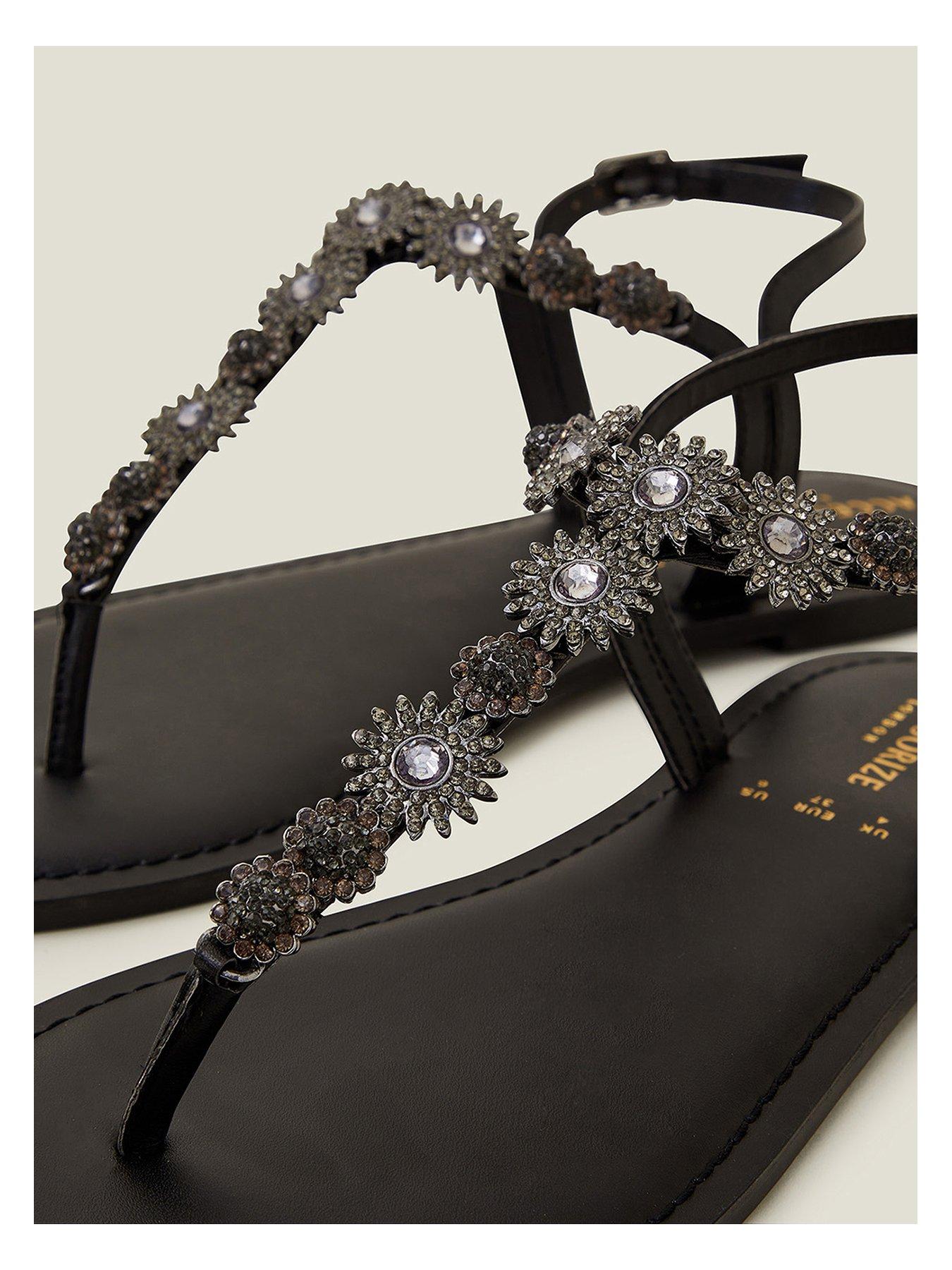 Accessorize Rome Embellished Sandals - Black | Very