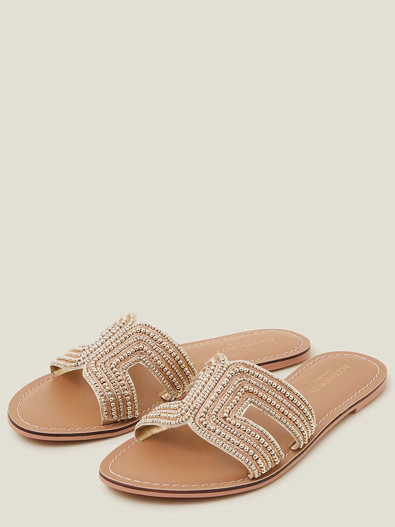 Accessorize Mirror Beaded Sliders - Gold | Very