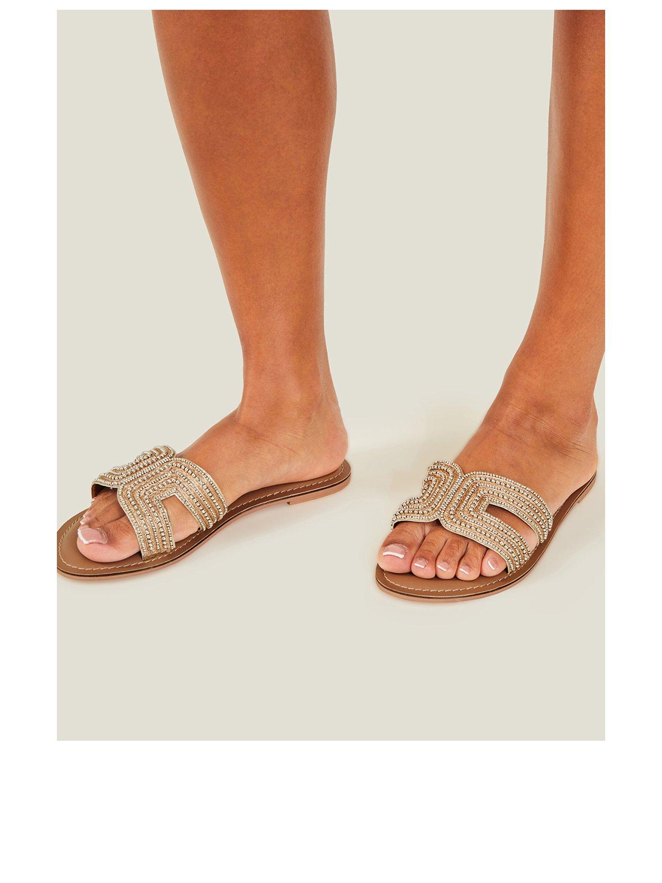 Accessorize Mirror Beaded Sliders - Gold | Very
