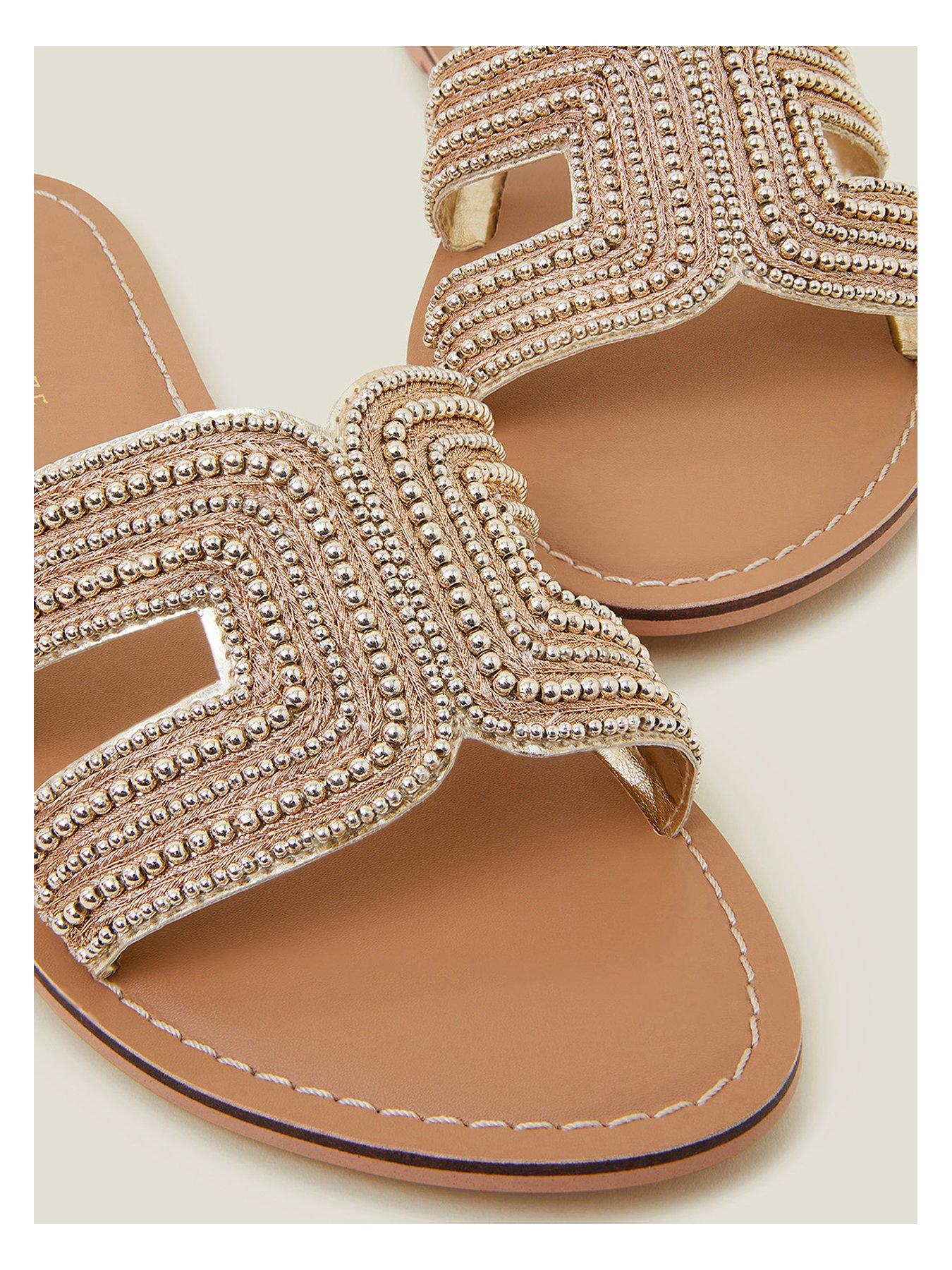 Accessorize Mirror Beaded Sliders - Gold | Very