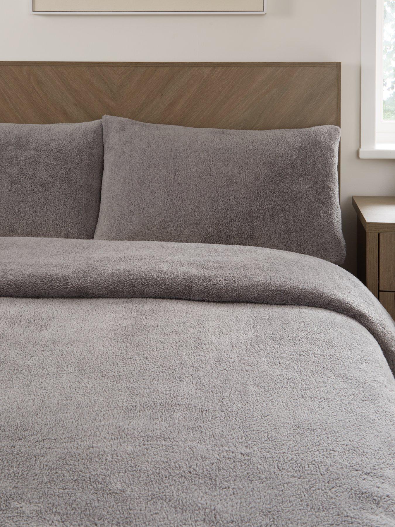 The Very Collection Teddy Fleece Duvet Cover Set in Grey | Very