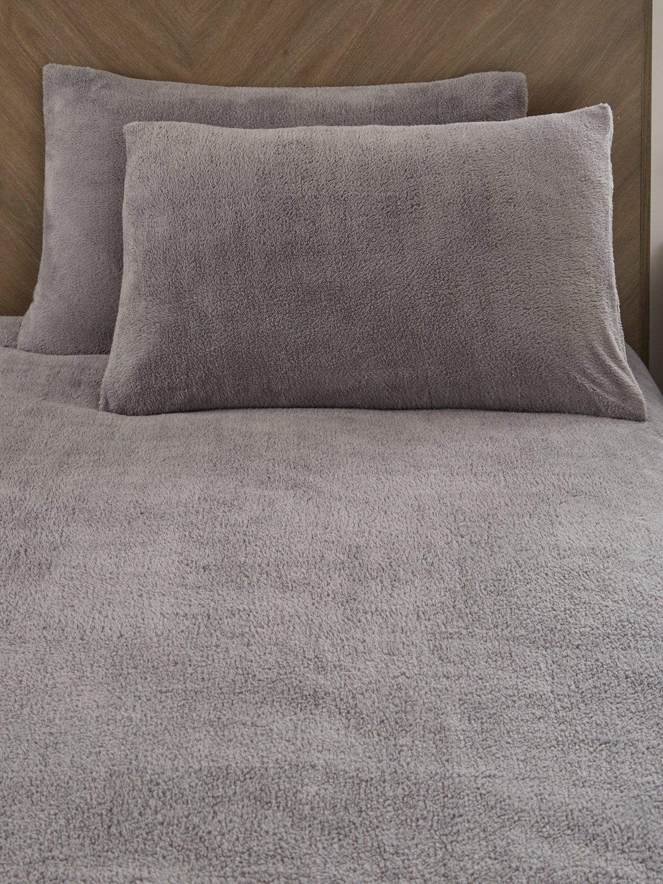 The Very Collection Teddy Fleece Duvet Cover Set in Grey | Very