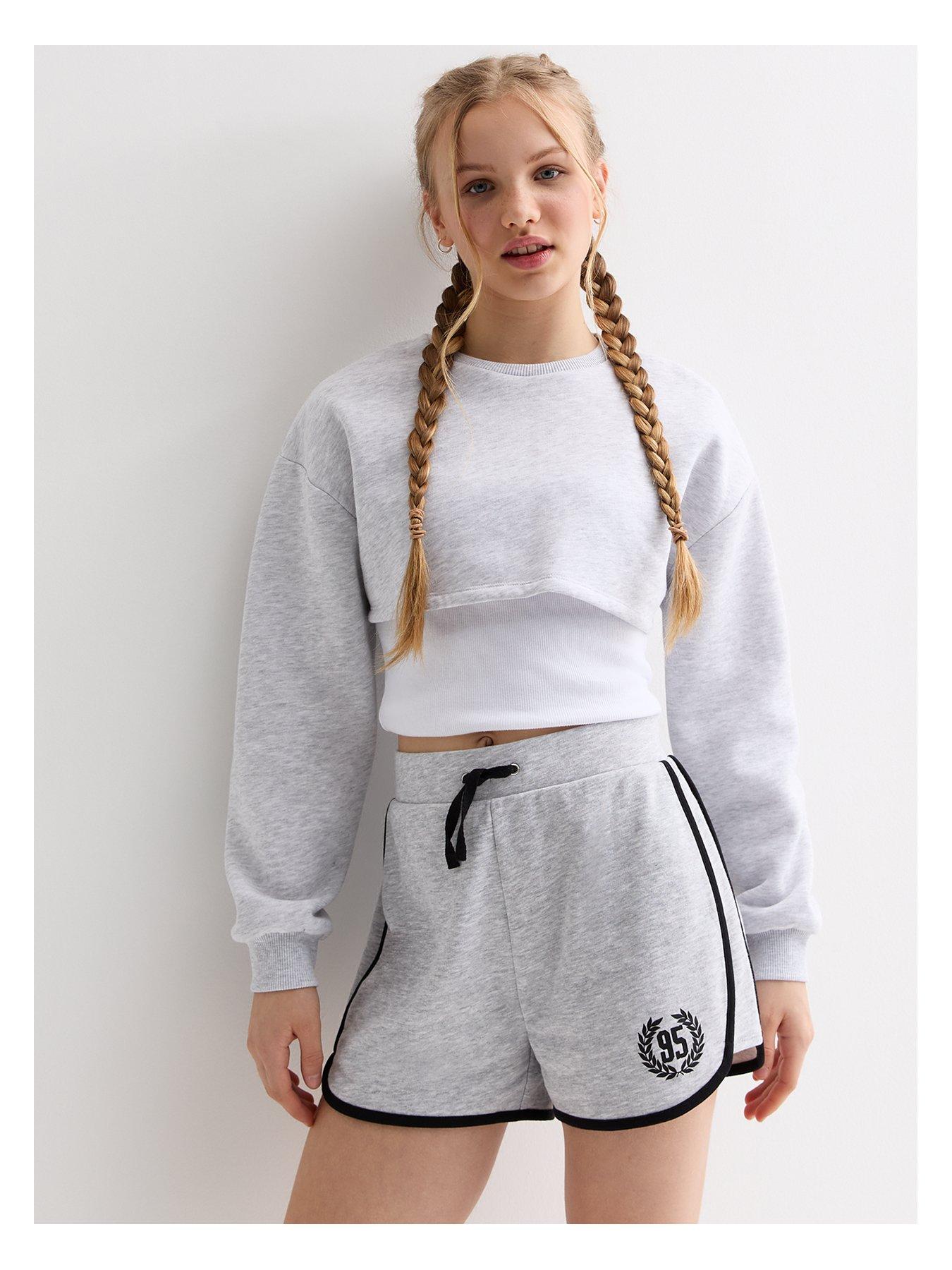 New Look 915 Girls Grey Jersey 95 Logo Runner Shorts | Very.co.uk