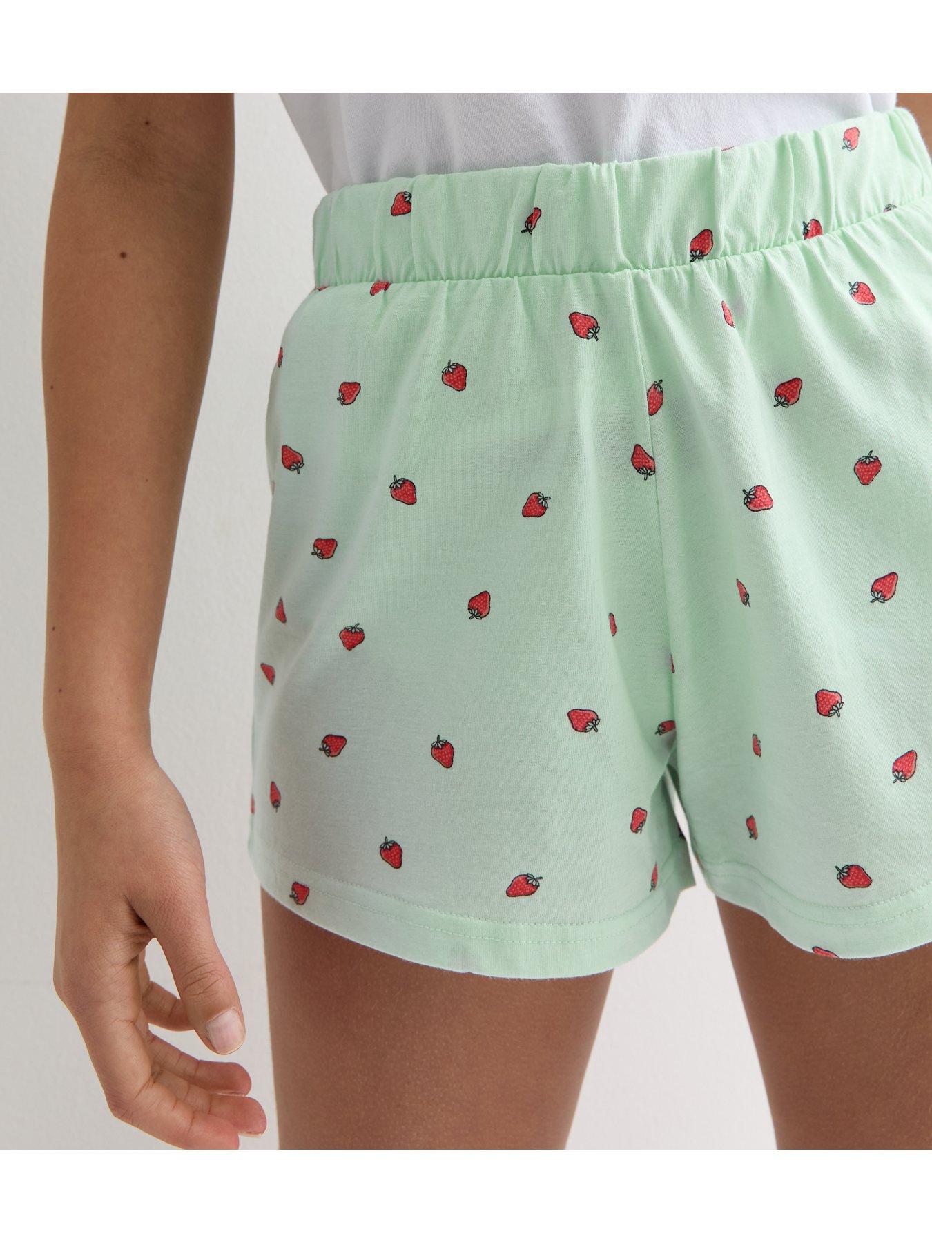 New Look 915 Girls White Cotton Berry Tired Logo Short Pyjama Set ...