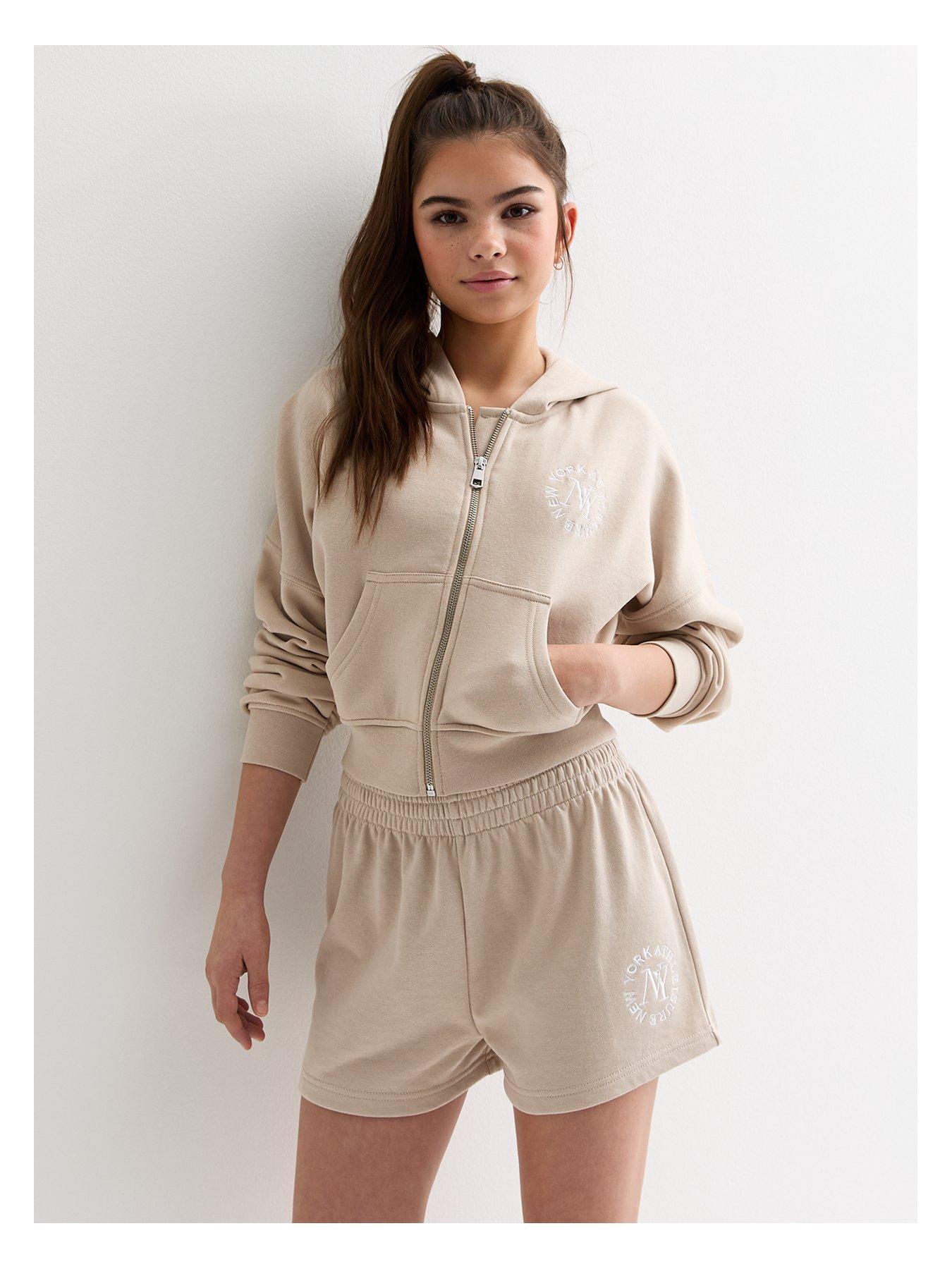 New Look 915 Girls Stone NY Logo Crop Hoodie | Very.co.uk